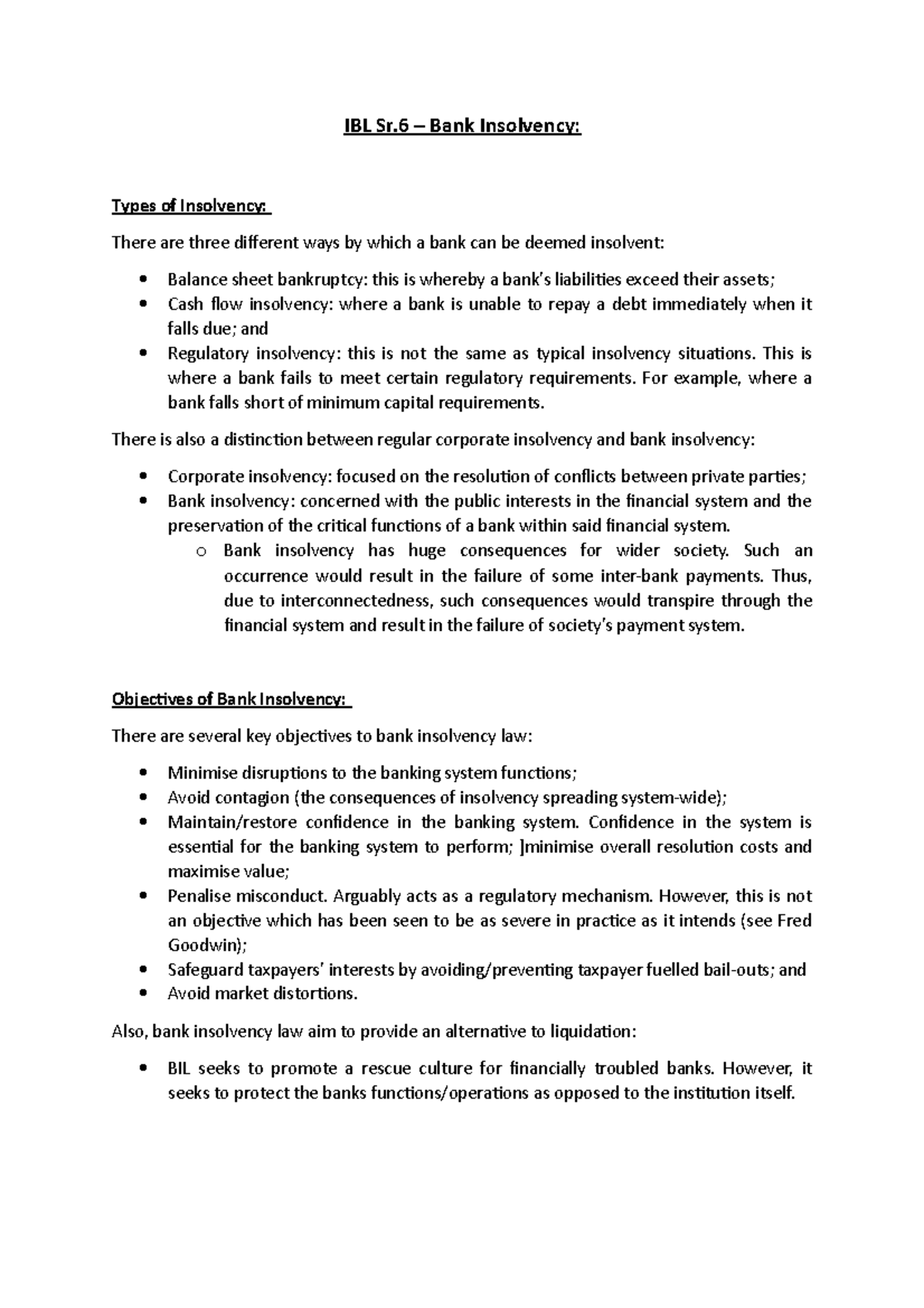 IBL Sr 6 work in class - IBL Sr – Bank Insolvency: Types of Insolvency ...