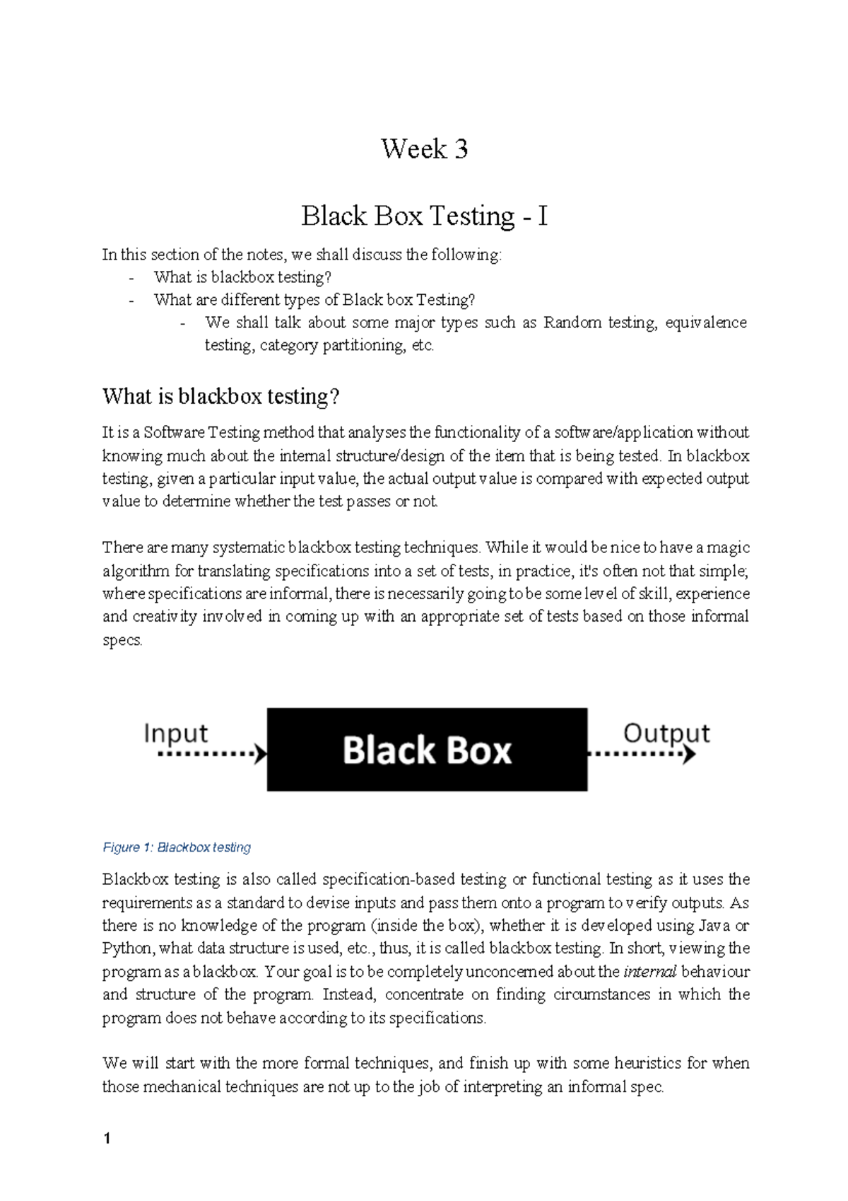 Week 3 Black Box Testing I What Is Blackbox Testing It Is A Software