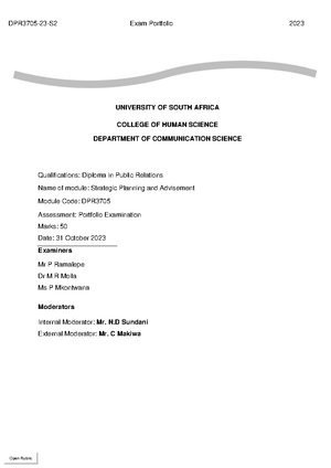 Assignment 1 DR3705 - NAME TLOU MOABELO ASSIGNMENT 1 DPR 2023 ACTIVITY ...