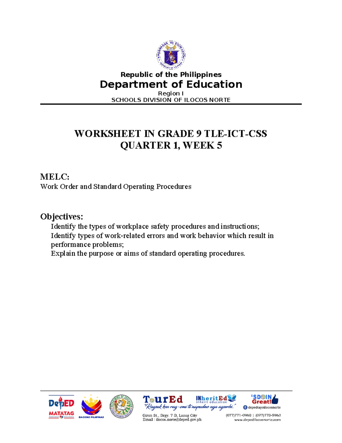 ALDS-WS-TLE-ICT-CSS 9-Q1-W5, Activities - Republic of the Philippines ...
