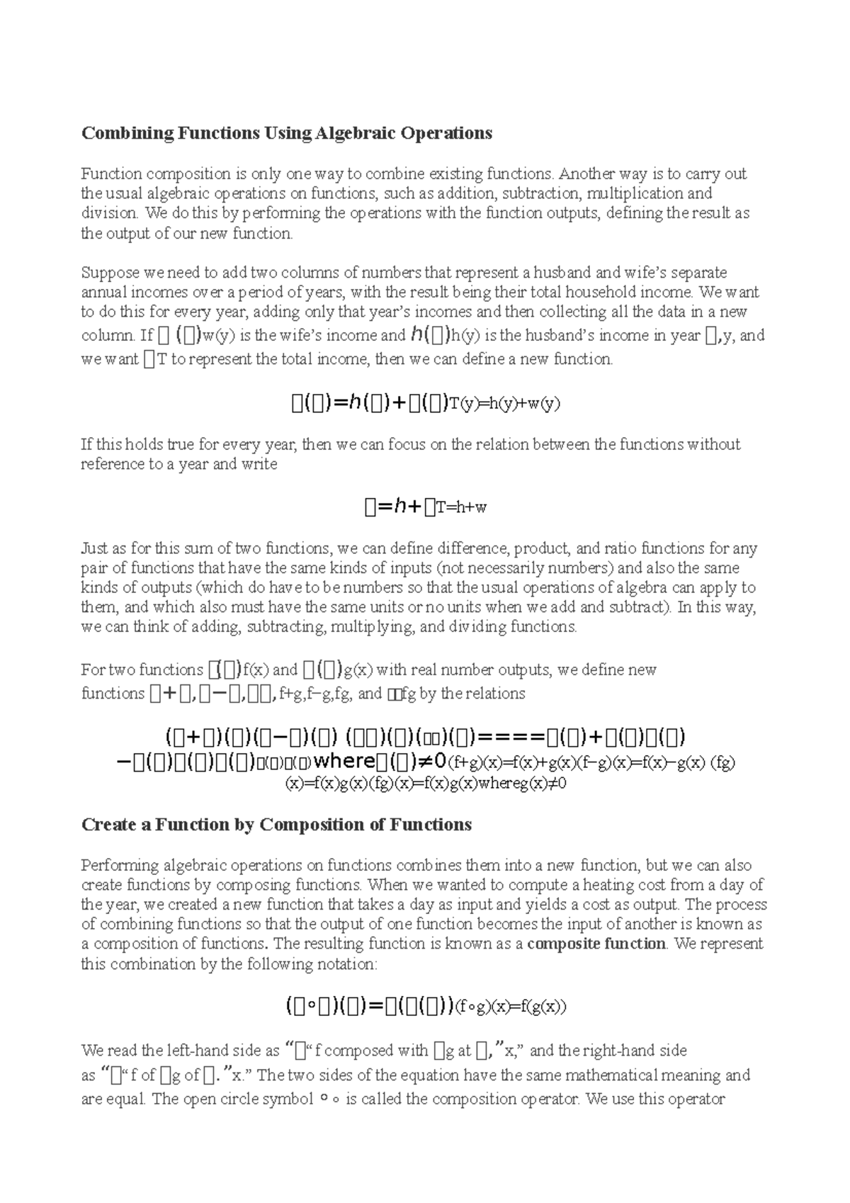 34 Composition Of Functions Combining Functions Using Algebraic Operations Function