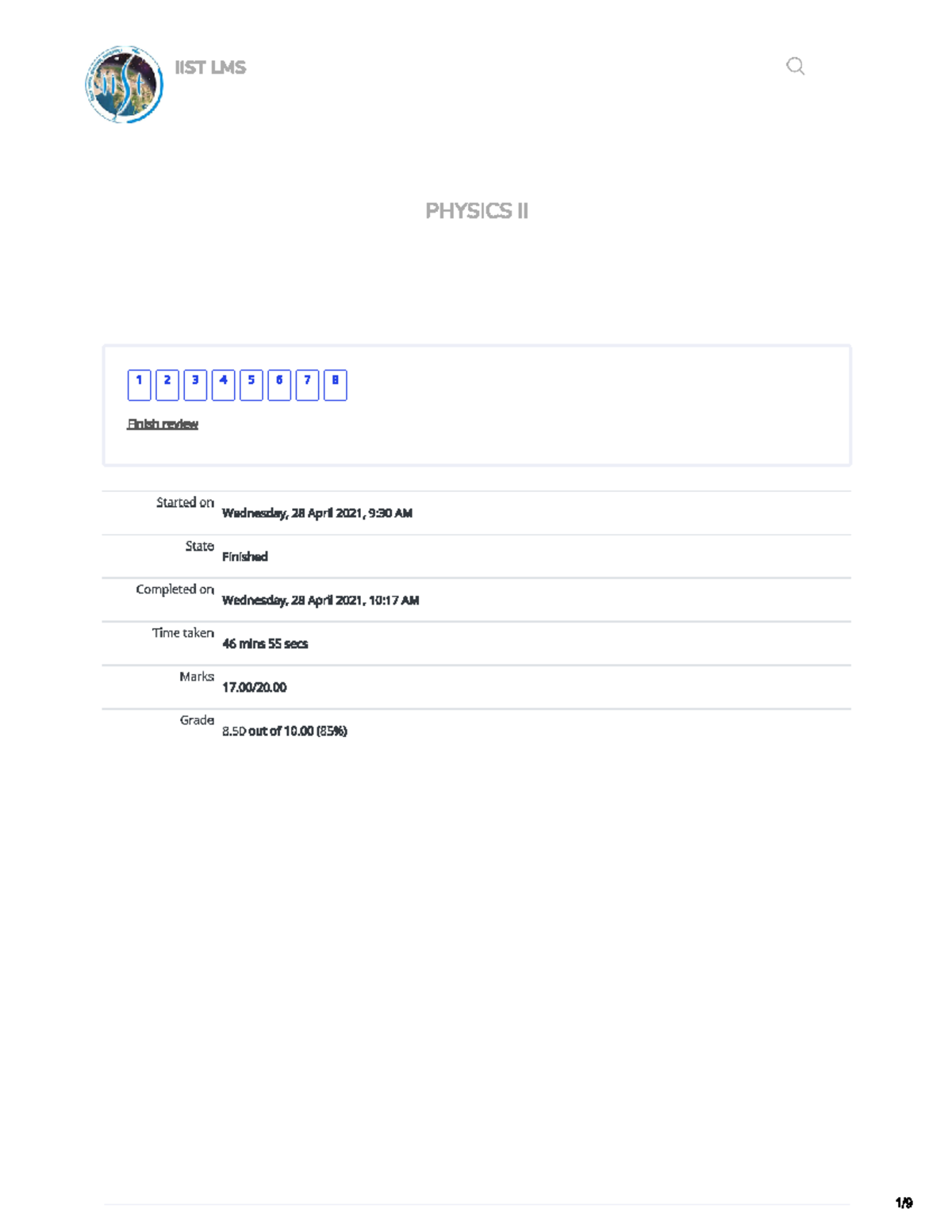 Physics quiz 1 - Physics I - Studocu