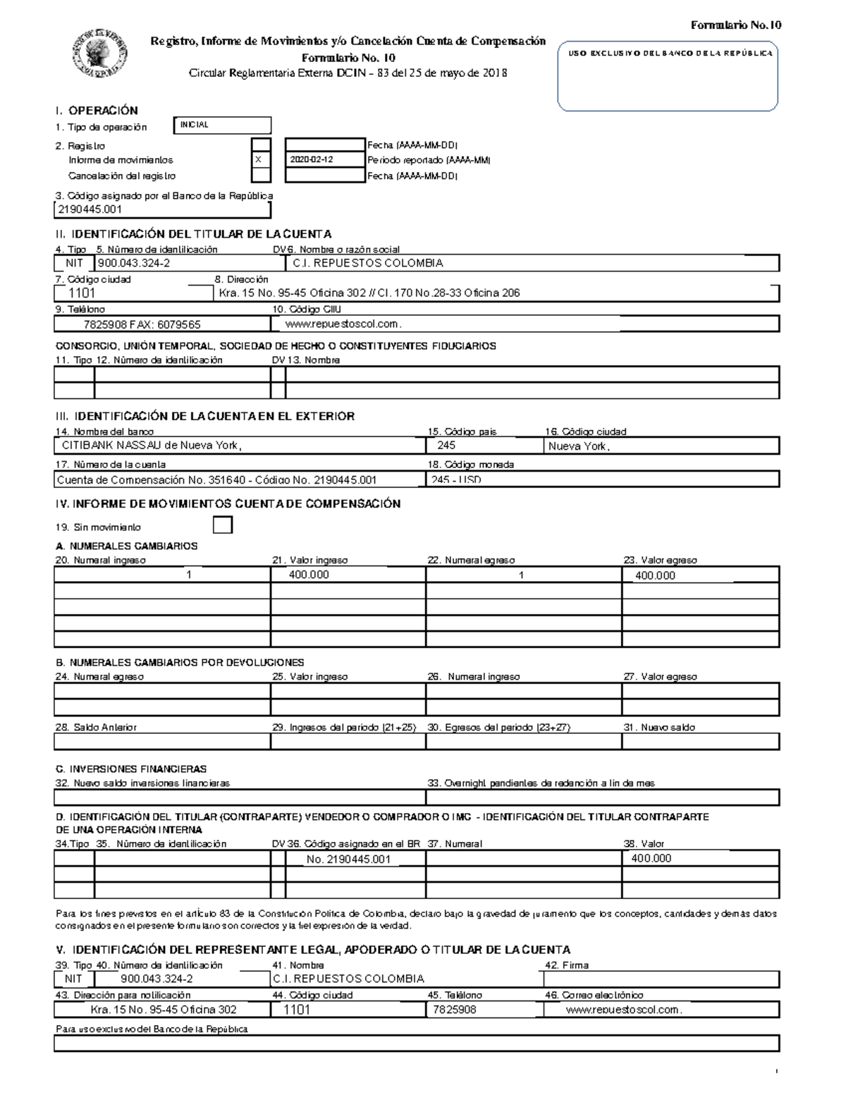 Formulario sl 10 - Documento para realizacion de proyecto y pruebas ...
