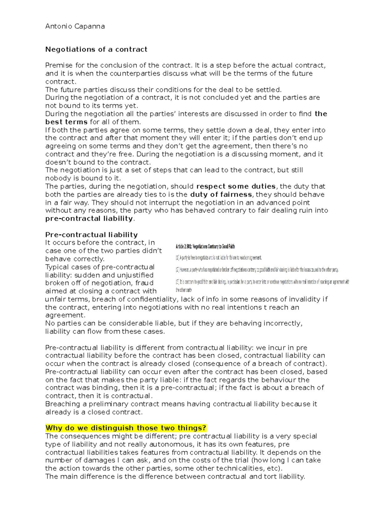 8 Negotiation, Liabilities - Antonio Capanna Negotiations of a contract ...