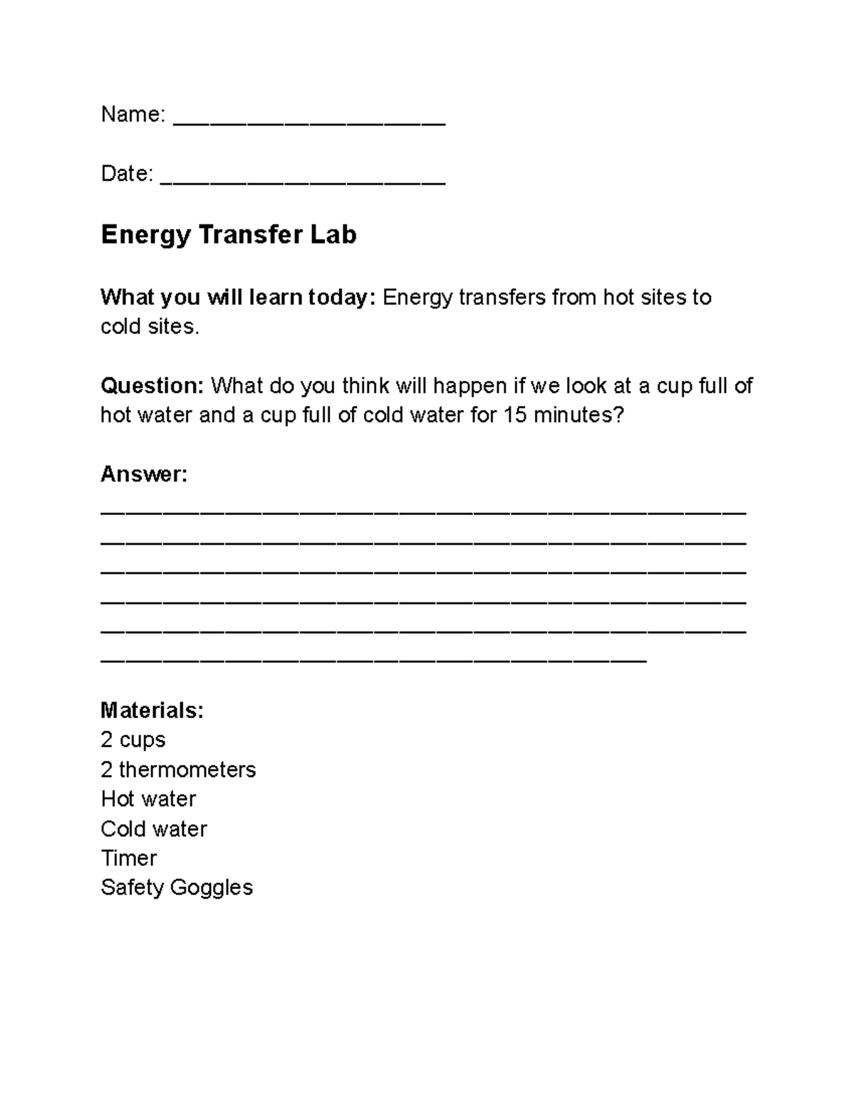 Energy Transfer Lab SCS - Name: ______________________ Date ...