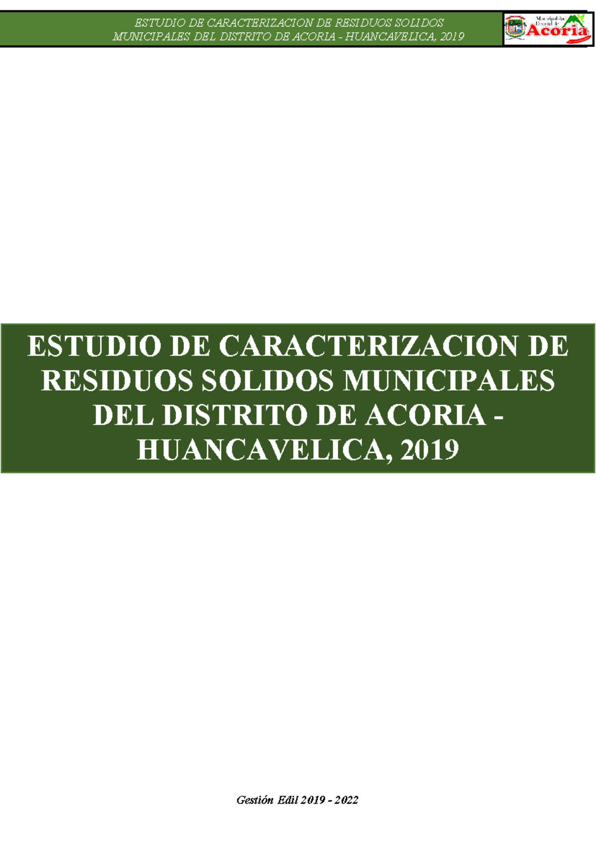 Estudio DE Caracterizacion DEL Distrito DE Acoria 2019 corrigiendo ...