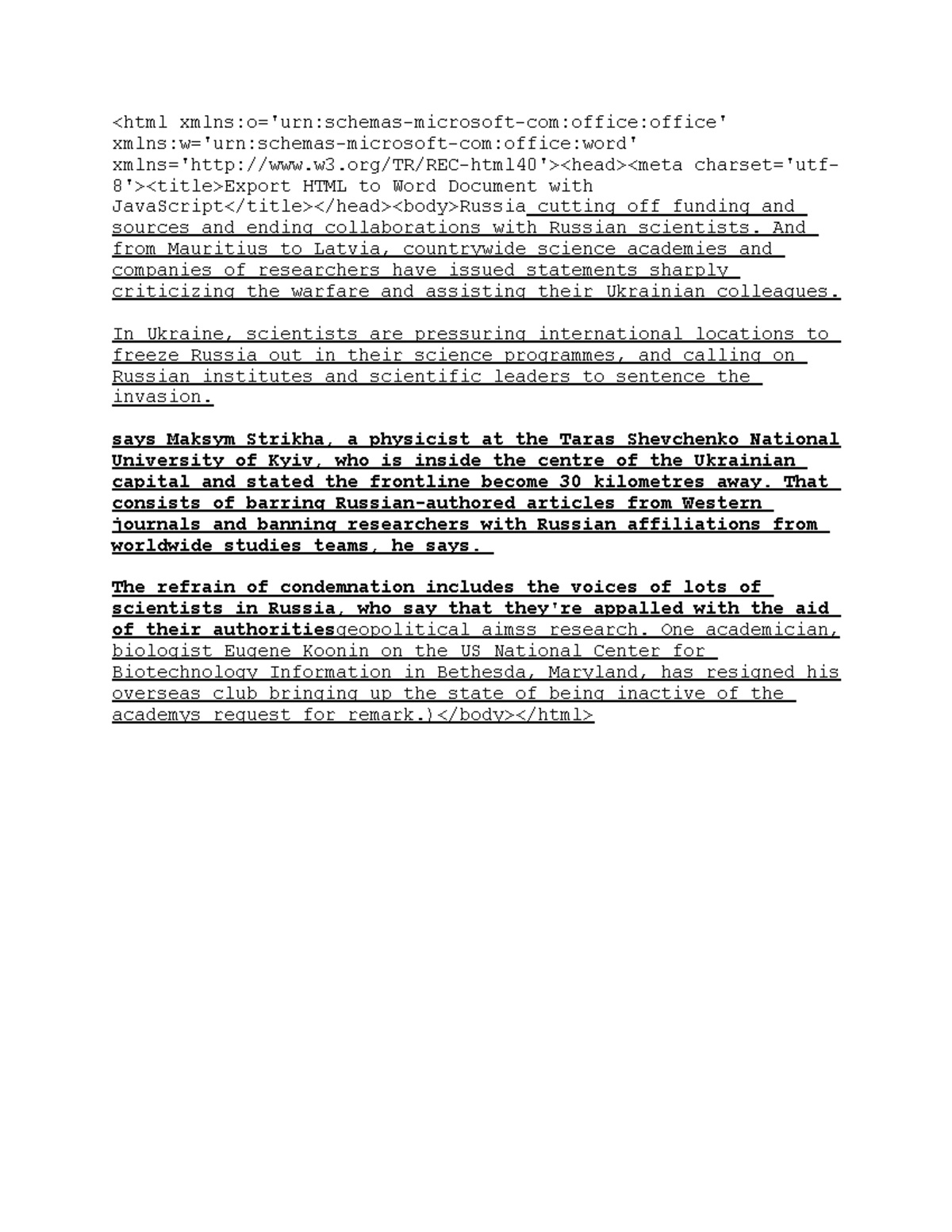 Document part Lecture Notes 1 Export HTML To Word Document With
