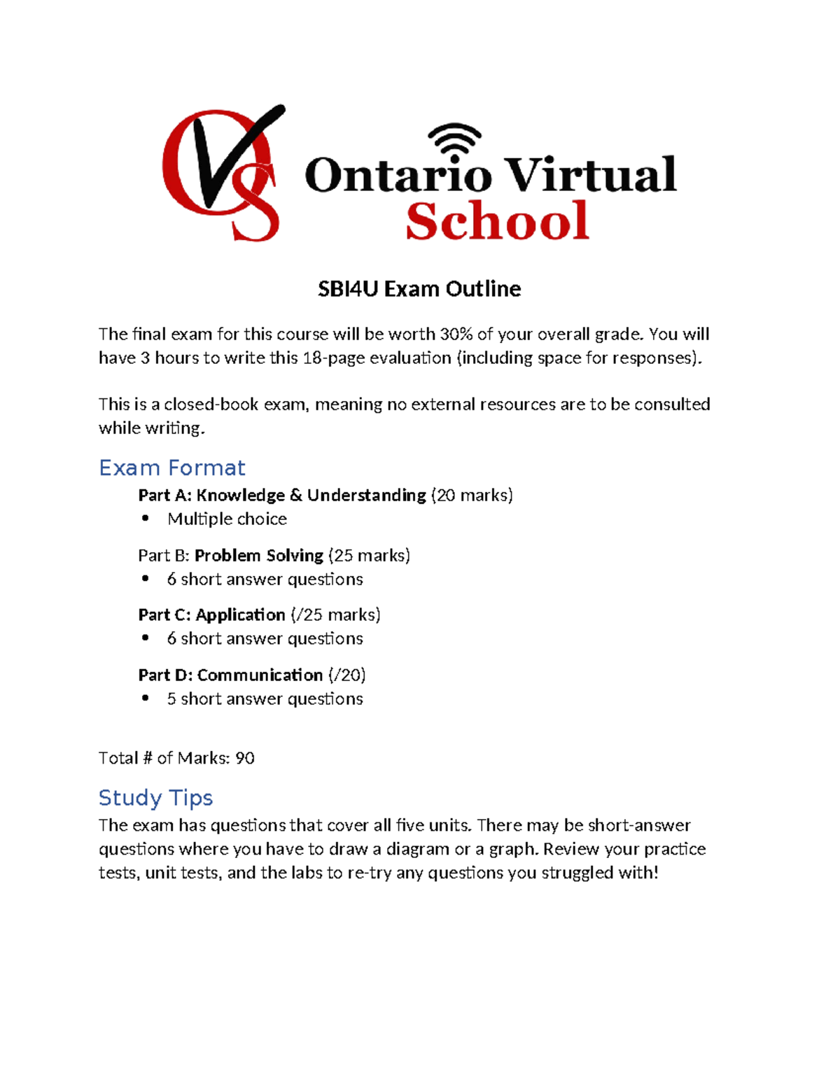 Exam Outline - exam review - SBI4U Exam Outline The final exam for this ...