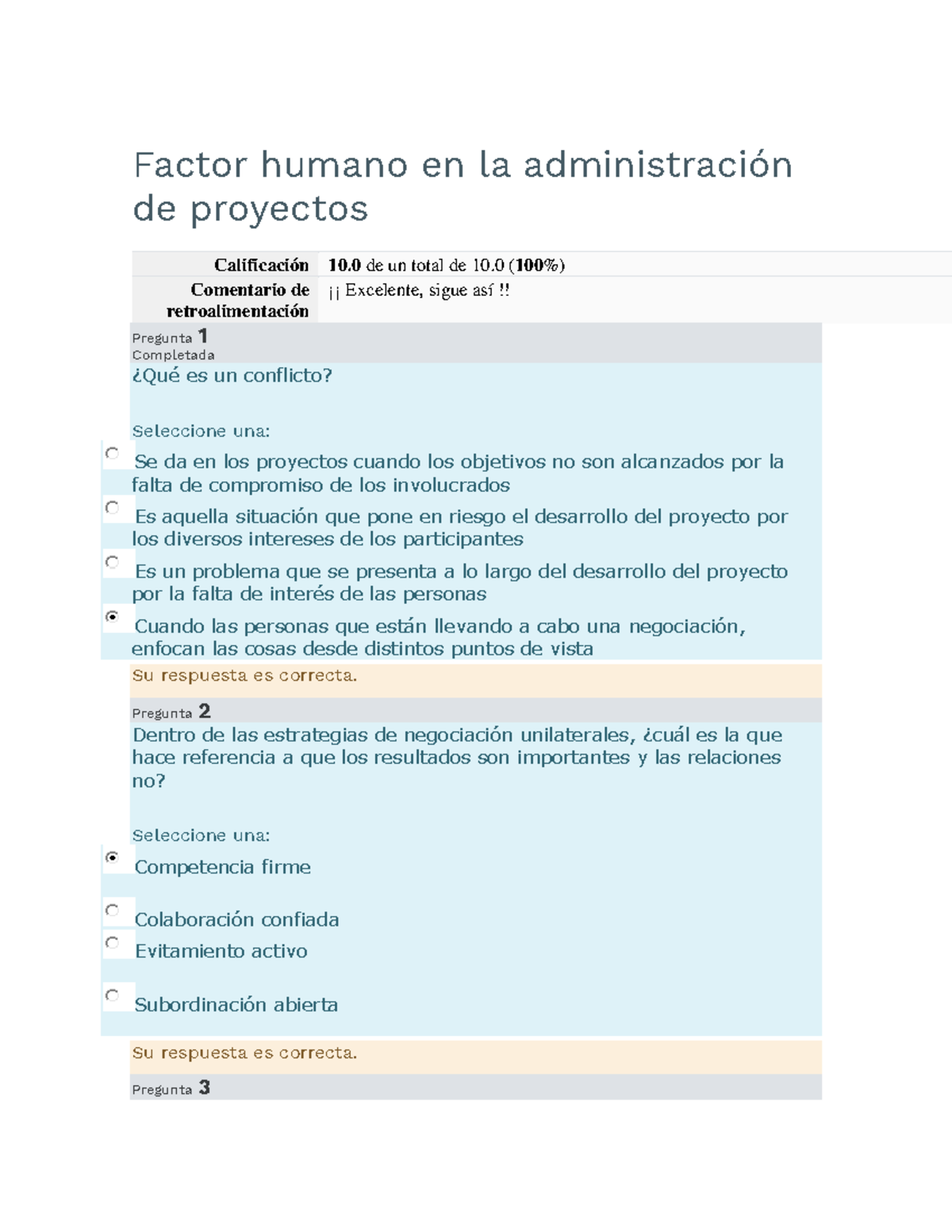 Examen semana 4 factor humano en la administracion de proyectos - Factor humano en la ...