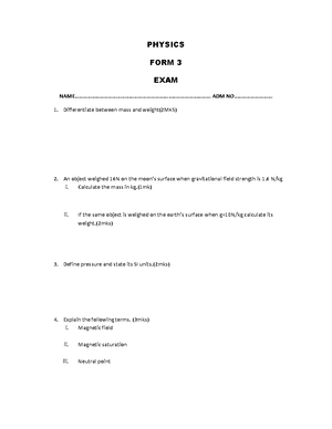Form Three Physics Set 1 MS - MARKING SCHEME PHYSICS FORM 3 EXAM ...