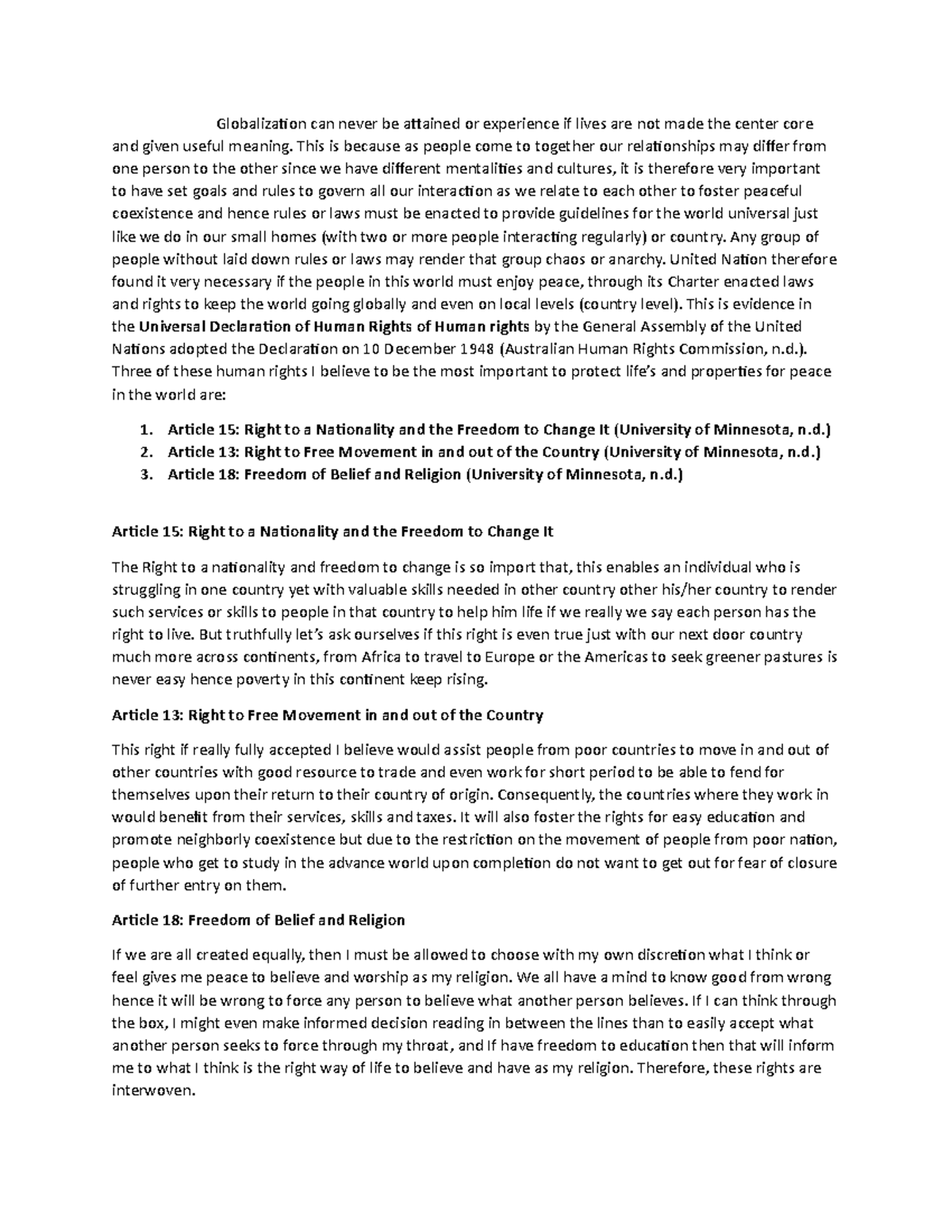 Globalization discussion unit 3 - Globalization can never be attained ...