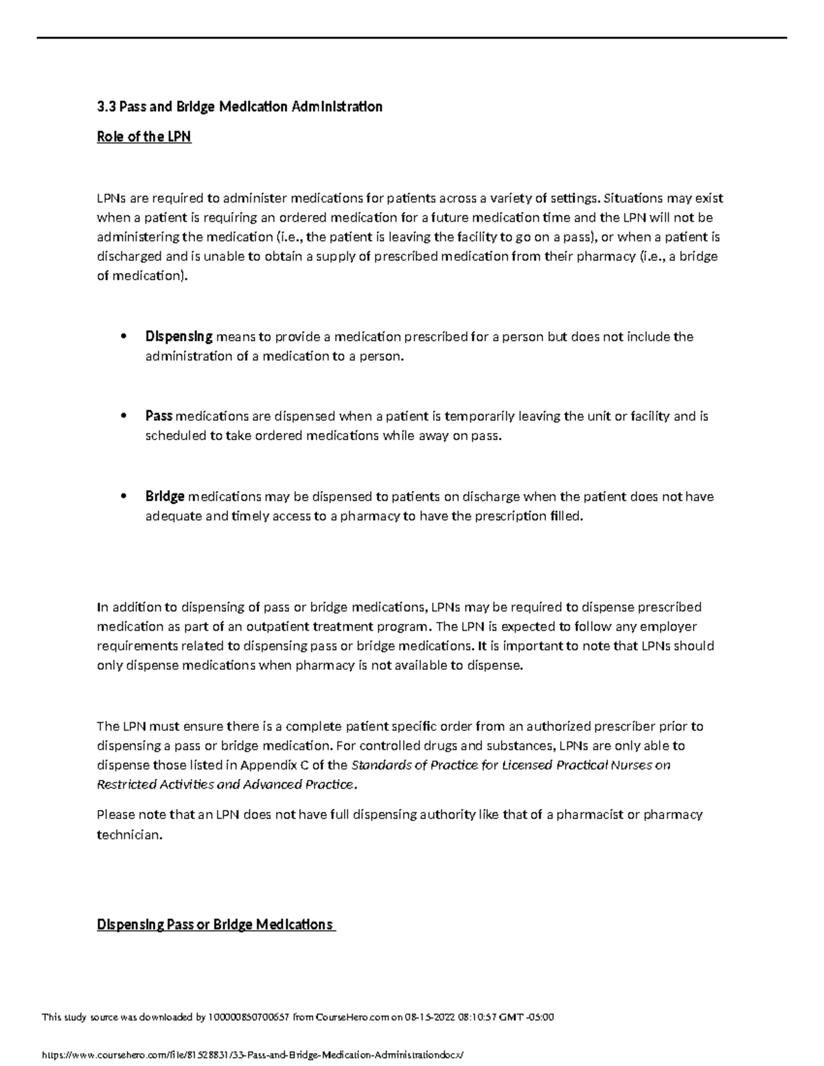 3 - Pass and bridge medication administration - 3 Pass and Bridge ...