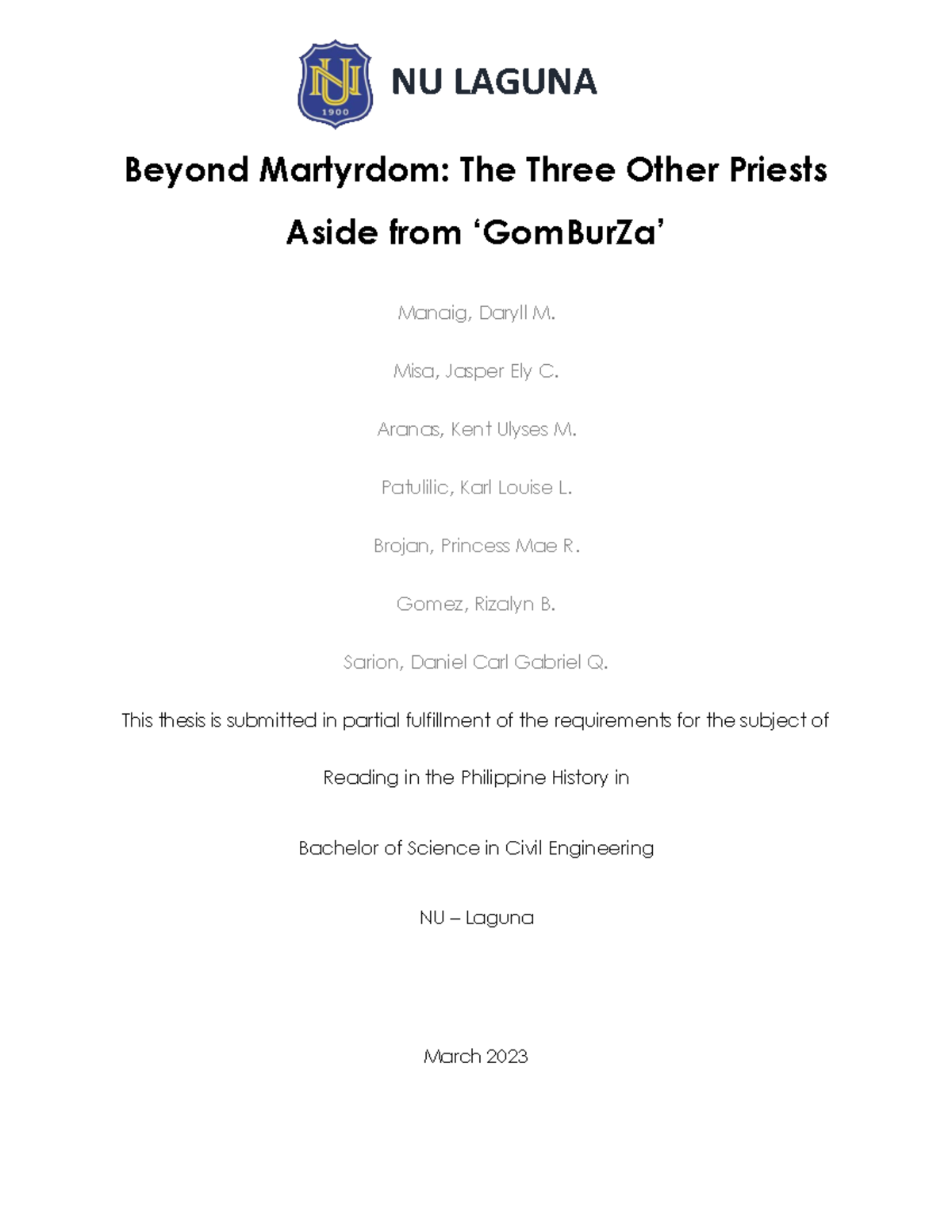 Historical Research Beyond Martyrdom The Three Other Priests Aside from Gom Bur Za - Beyond ...