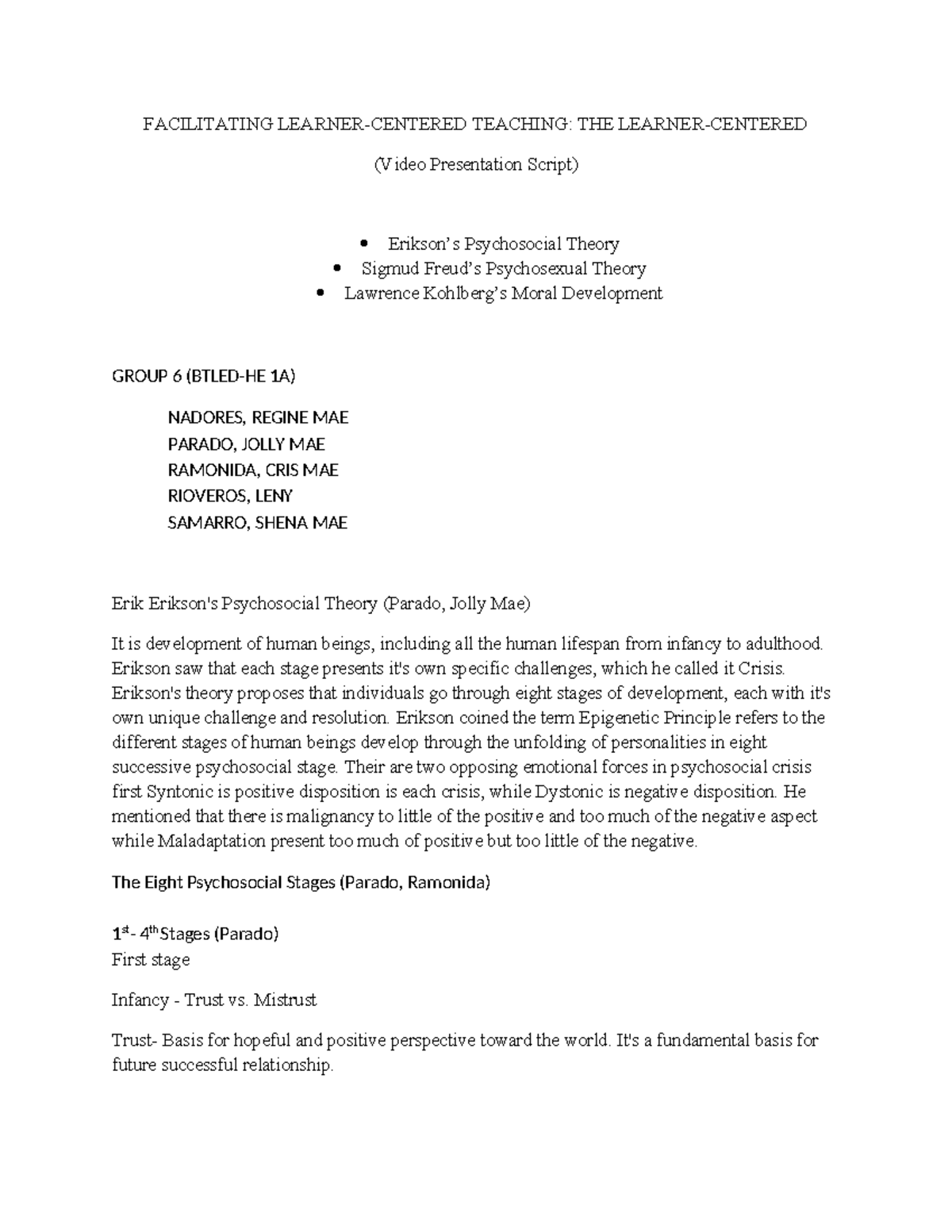 Script - FACILITATING LEARNER-CENTERED TEACHING: THE LEARNER-CENTERED ...