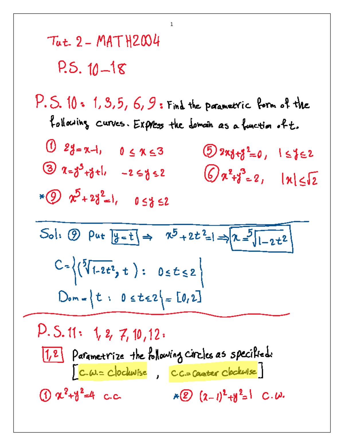 Tut. 2 - MATH2004 - Tutorial answers - Math 2004 - Studocu