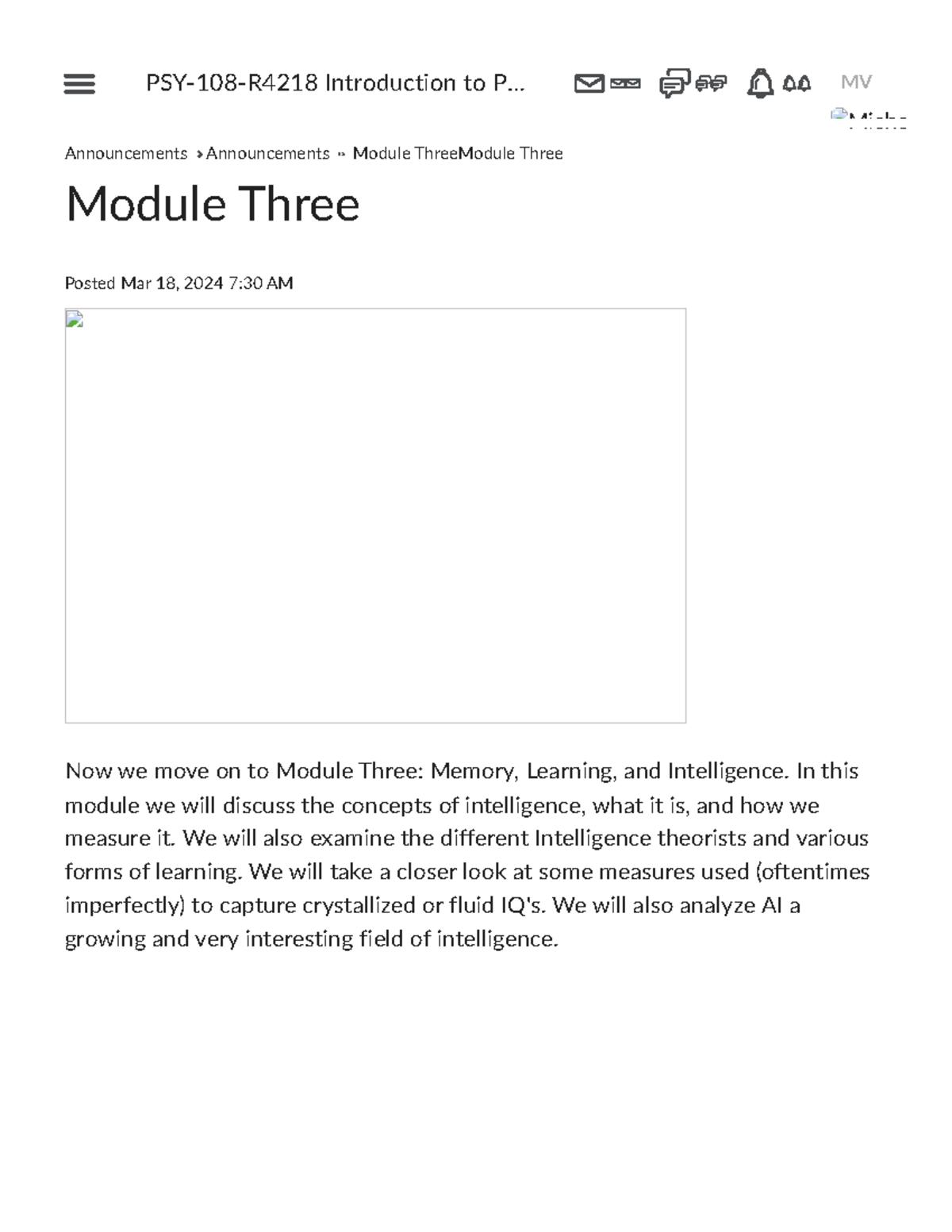 Module Three - PSY-108-R4218 Introduction to Psychology 24EW4 - Posted ...