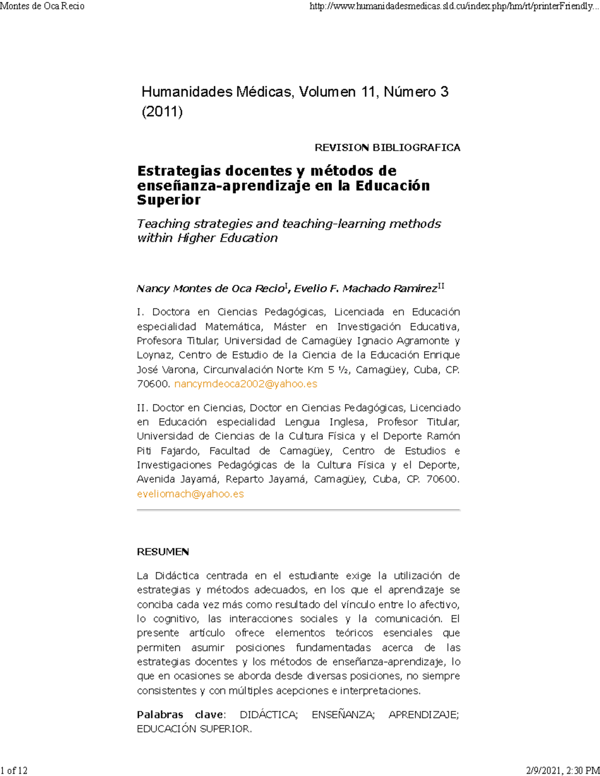 Estrategias Docentes. Montes de Oca Recio - Estrategias docentes y ...