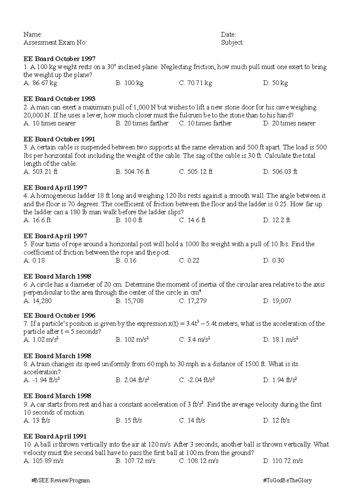 ESAS 01 Assessment Test Name Date Assessment Exam No Subject EE esas-01-assessment-test-name-date-assessment-exam-no-subject-ee
