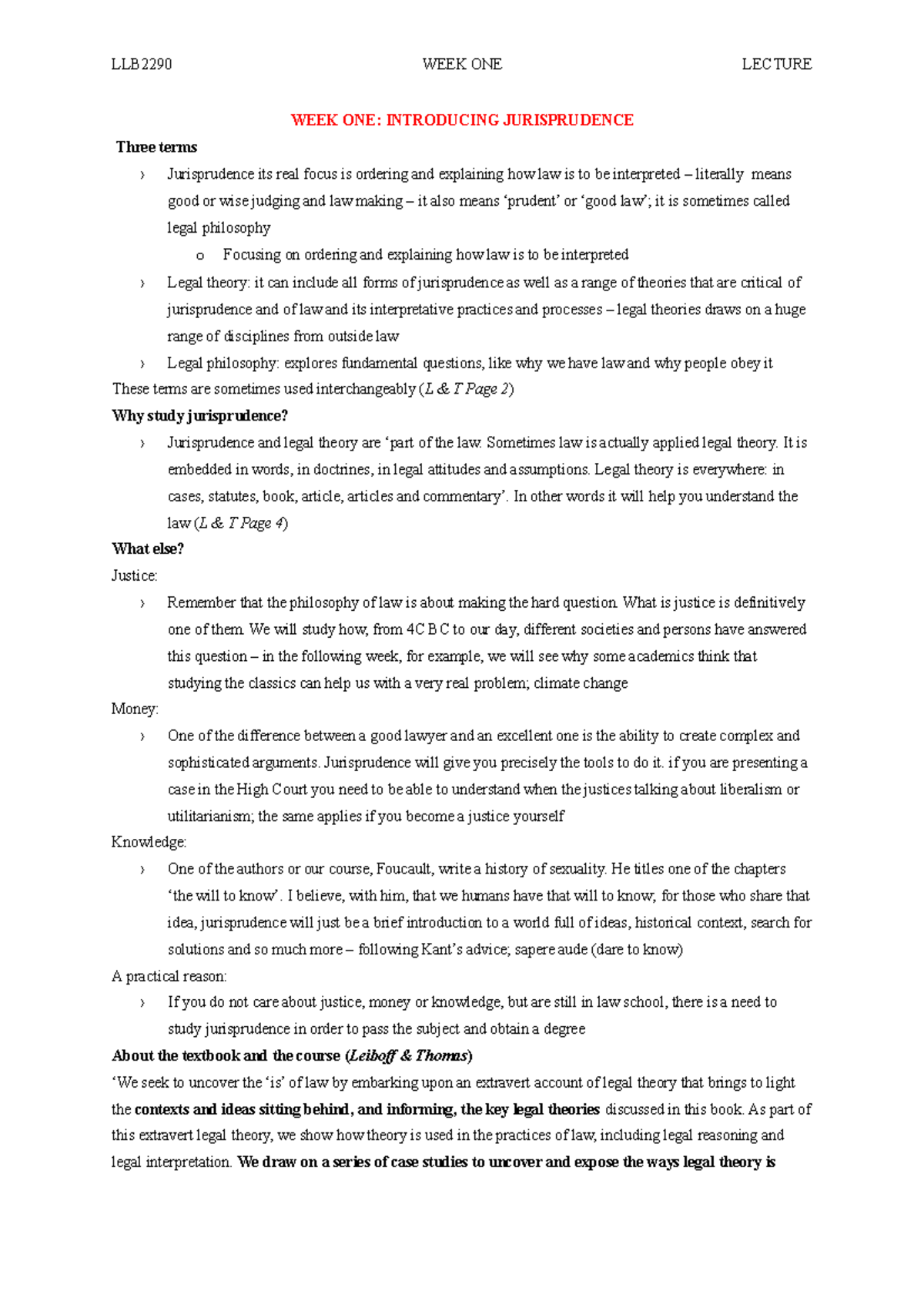LLB2290 week one lecture - LLB2290 - UOW - Studocu