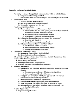 Exam 3 Study Guide PSY 331 0 - Psych 3310 – Personality Theory Exam 3 ...