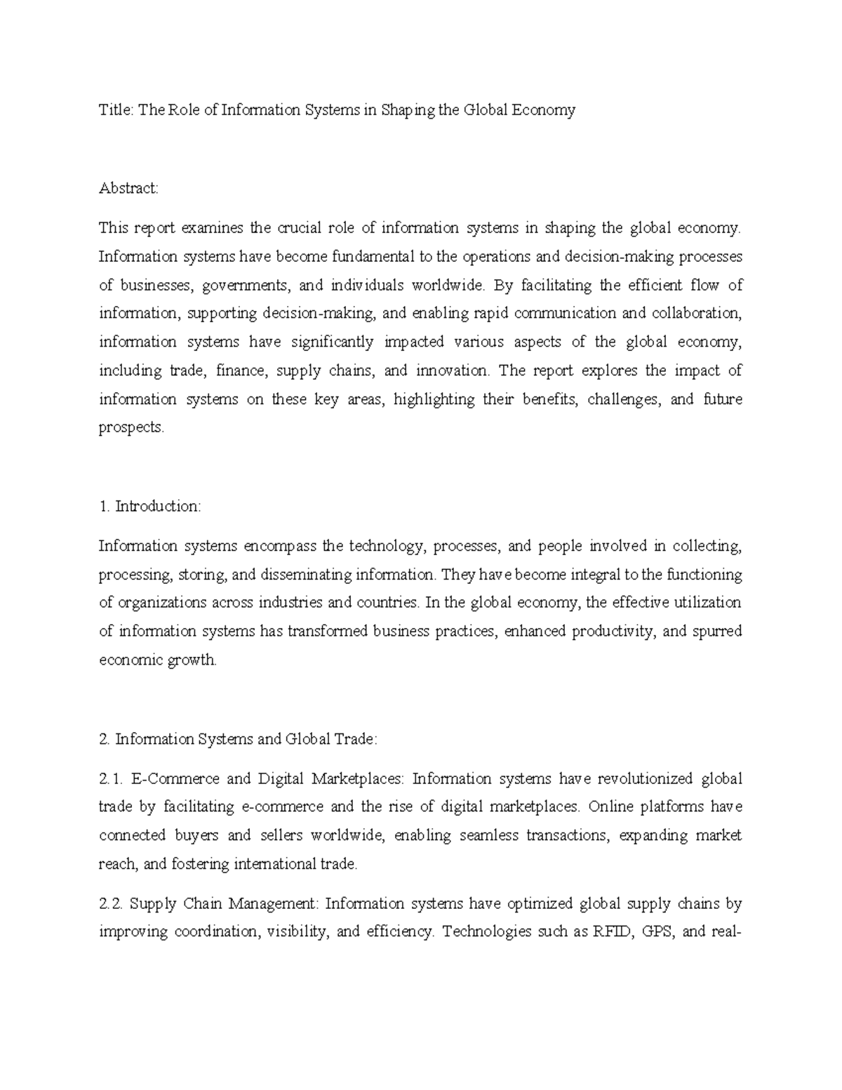 Title - Information systems have become fundamental to the operations and decision-making ...