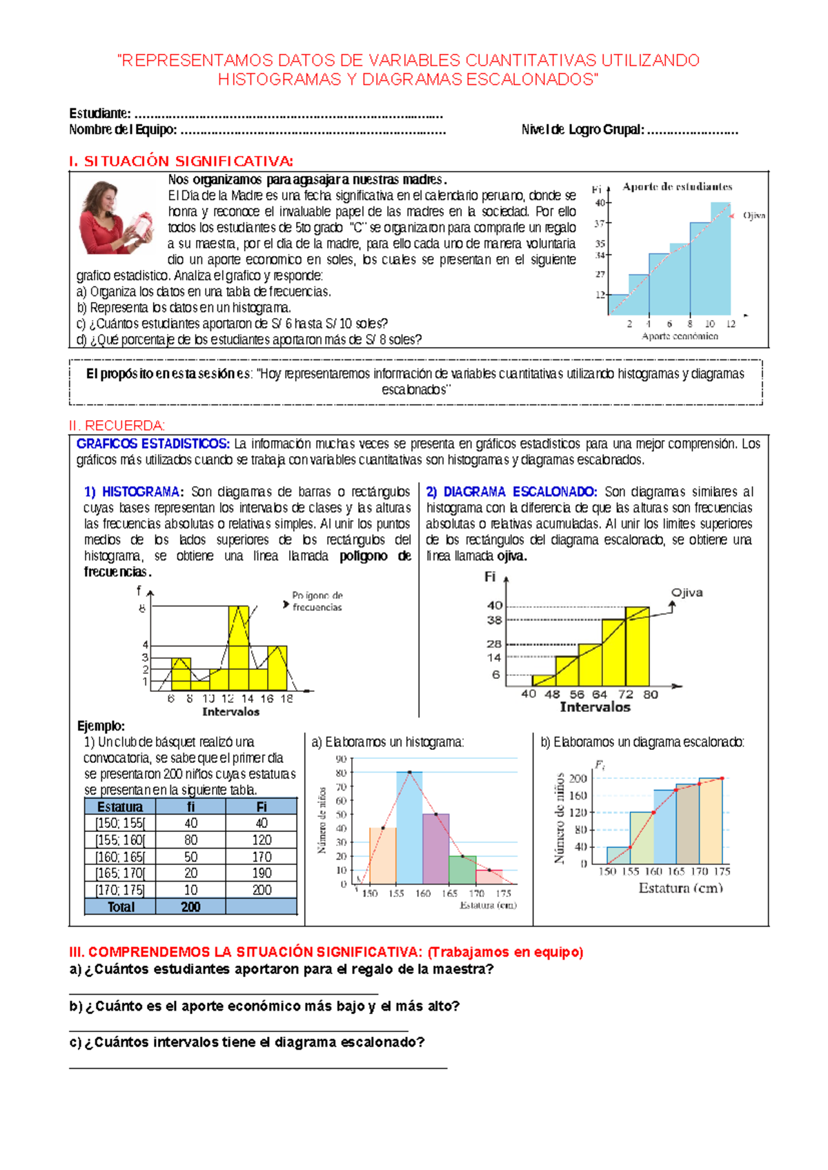Representación Gráfica - “REPRESENTAMOS DATOS DE VARIABLES CUANTITATIVAS UTILIZANDO HISTOGRAMAS ...