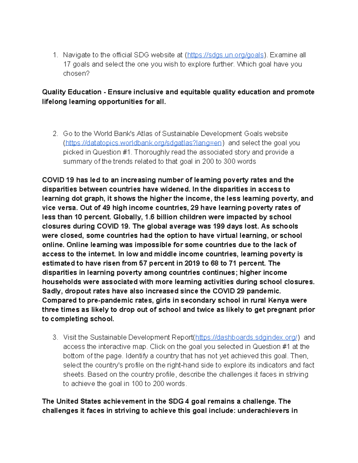 Week 11 module assignment - Navigate to the official SDG website at ...