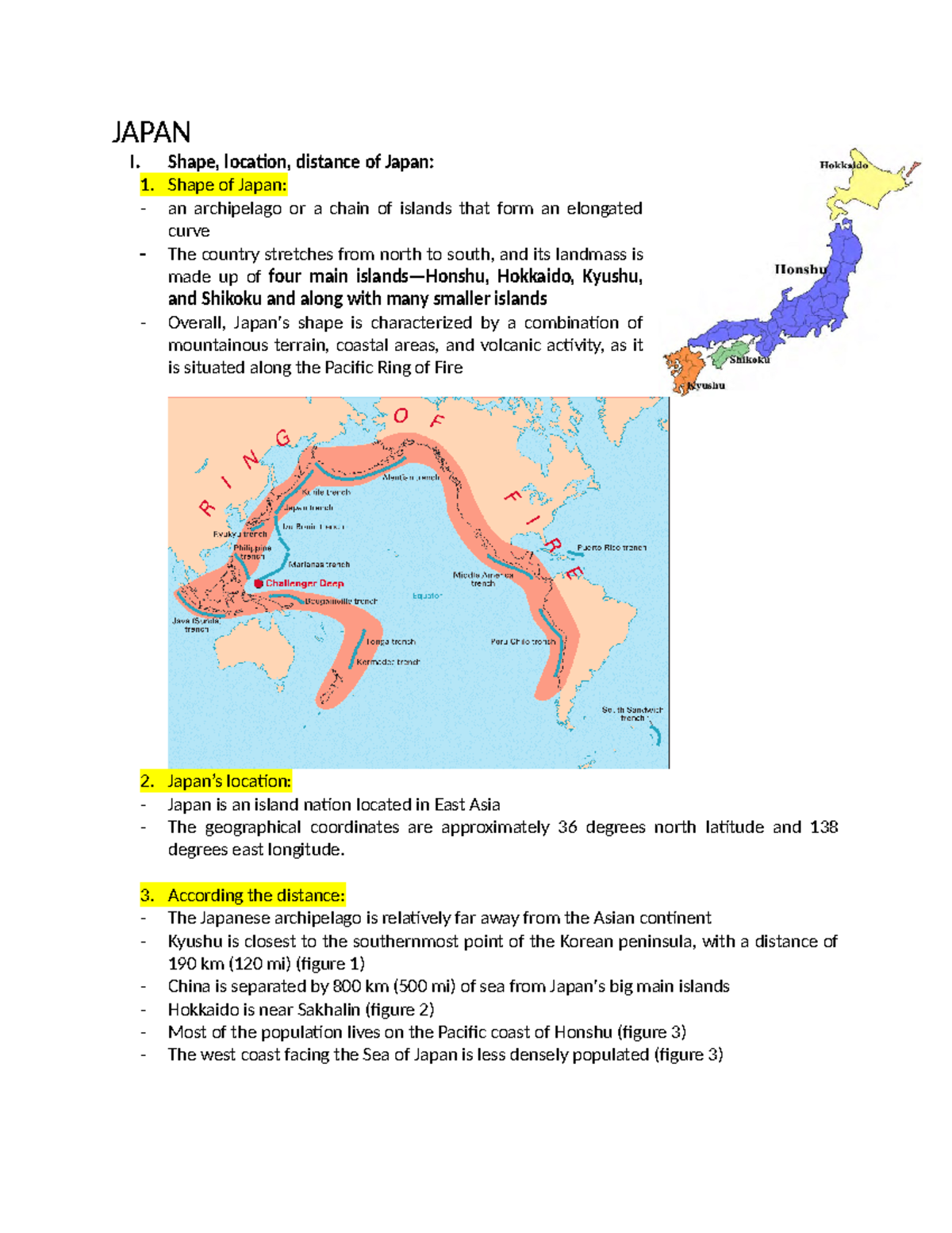 Japan case-WEG - presentation - JAPAN I. Shape, location, distance of ...
