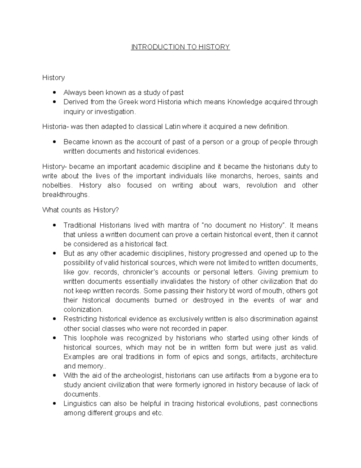 Introduction-TO- History - INTRODUCTION TO HISTORY History Always been ...