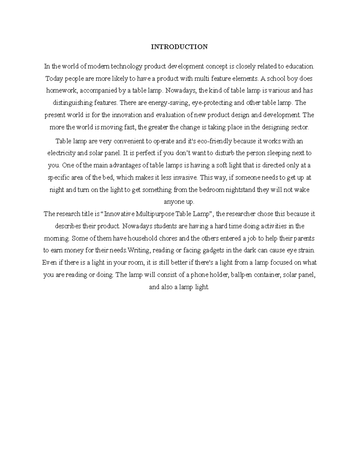 Research - INTRODUCTION In the world of modern technology product ...