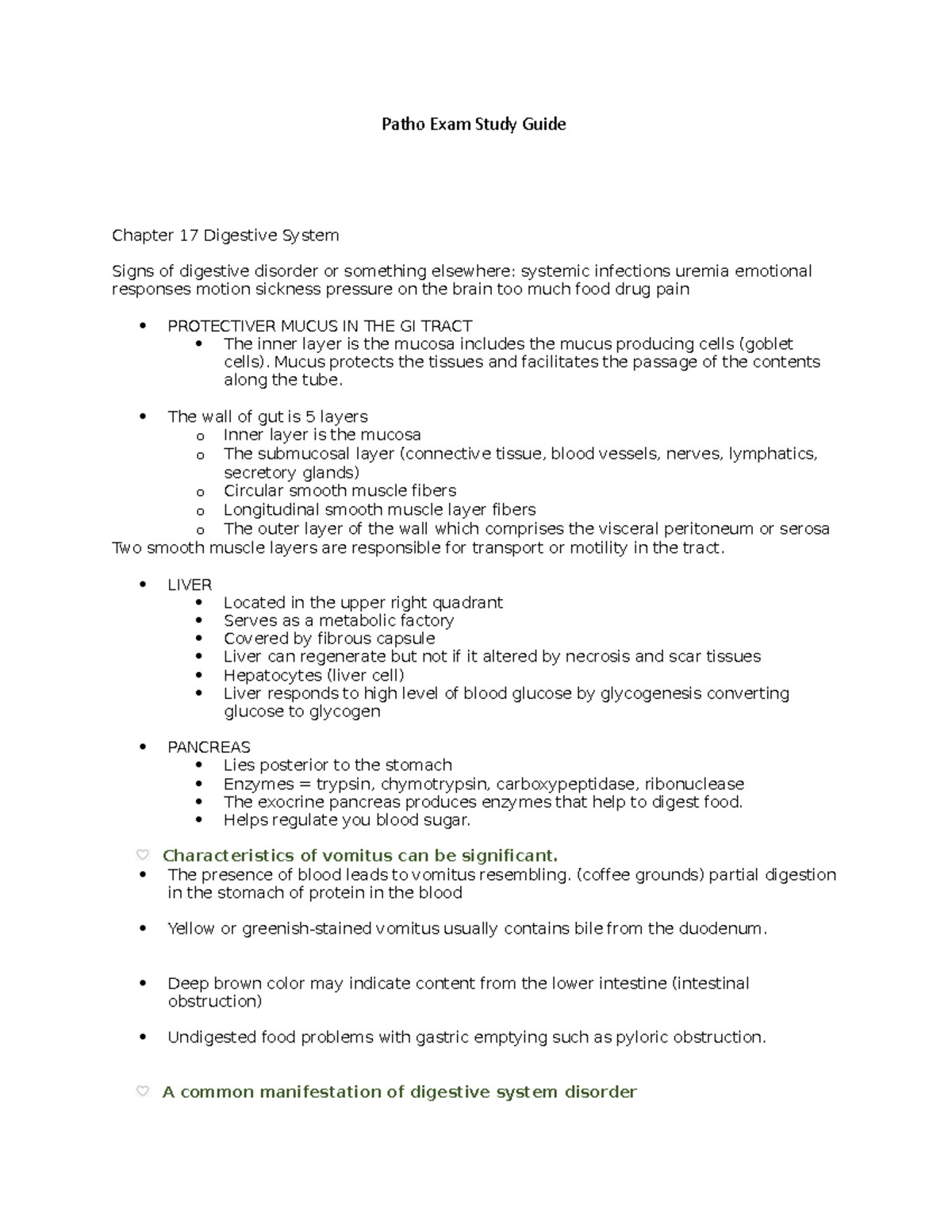 Patho Exam Study Guide - Patho Exam Study Guide Chapter 17 Digestive ...