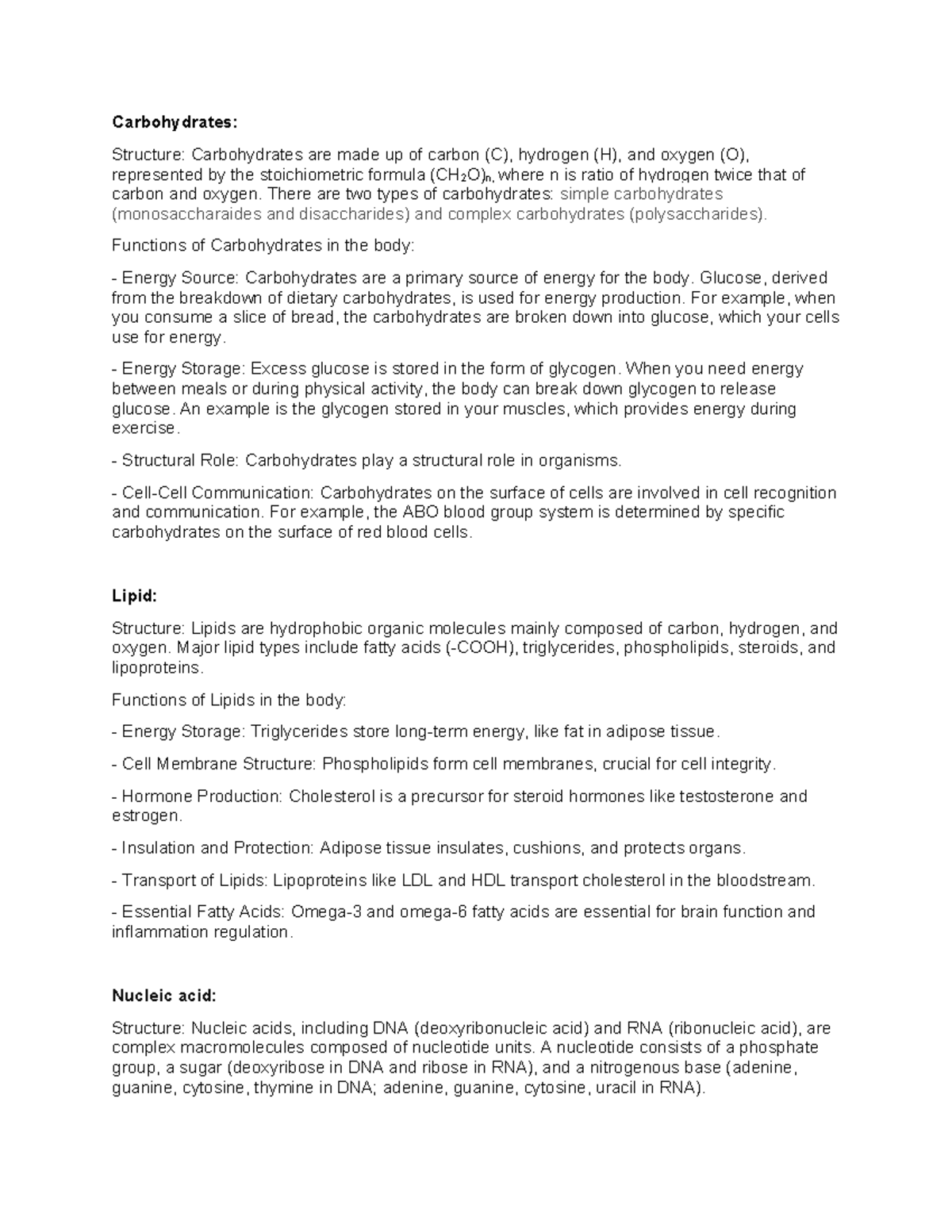 Carbohydrates - Summary Organic Chemistry - Carbohydrates: Structure ...