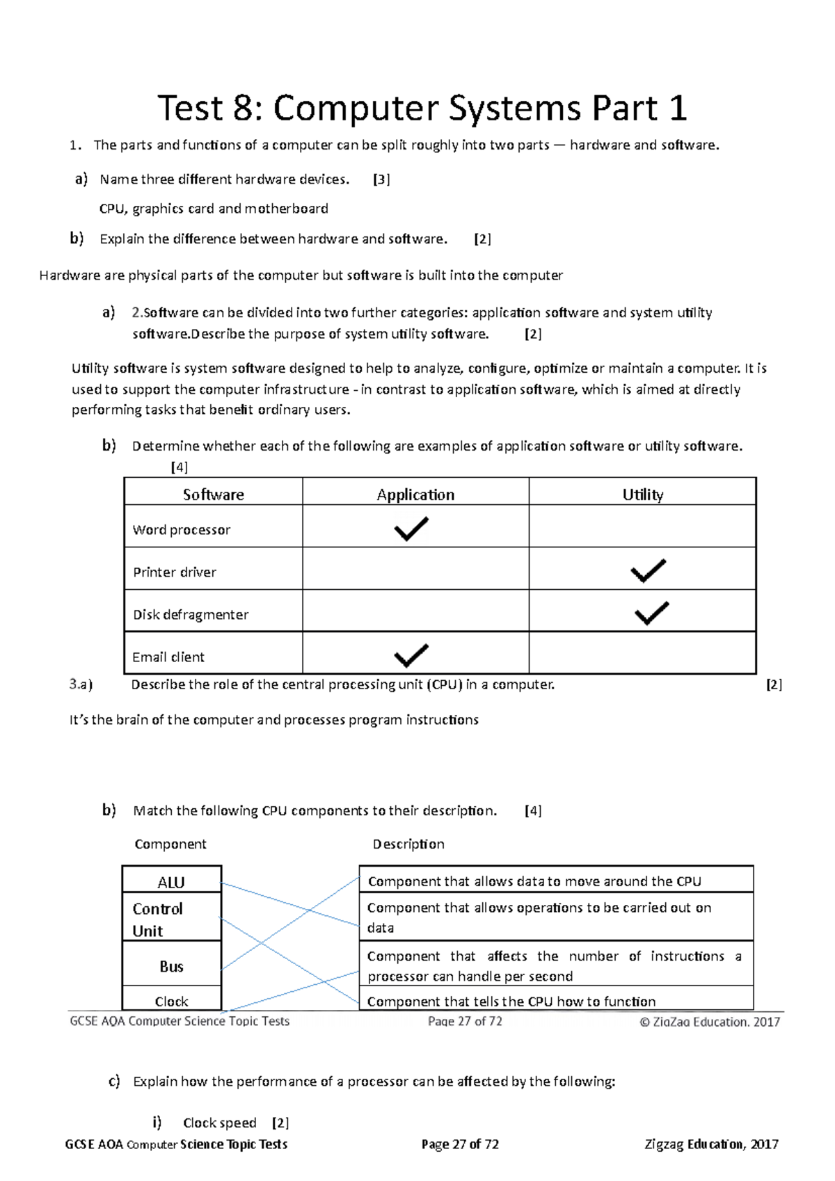 Worksheet 8 Computer System 1 - Test 8: Computer Systems Part 1 1. The ...