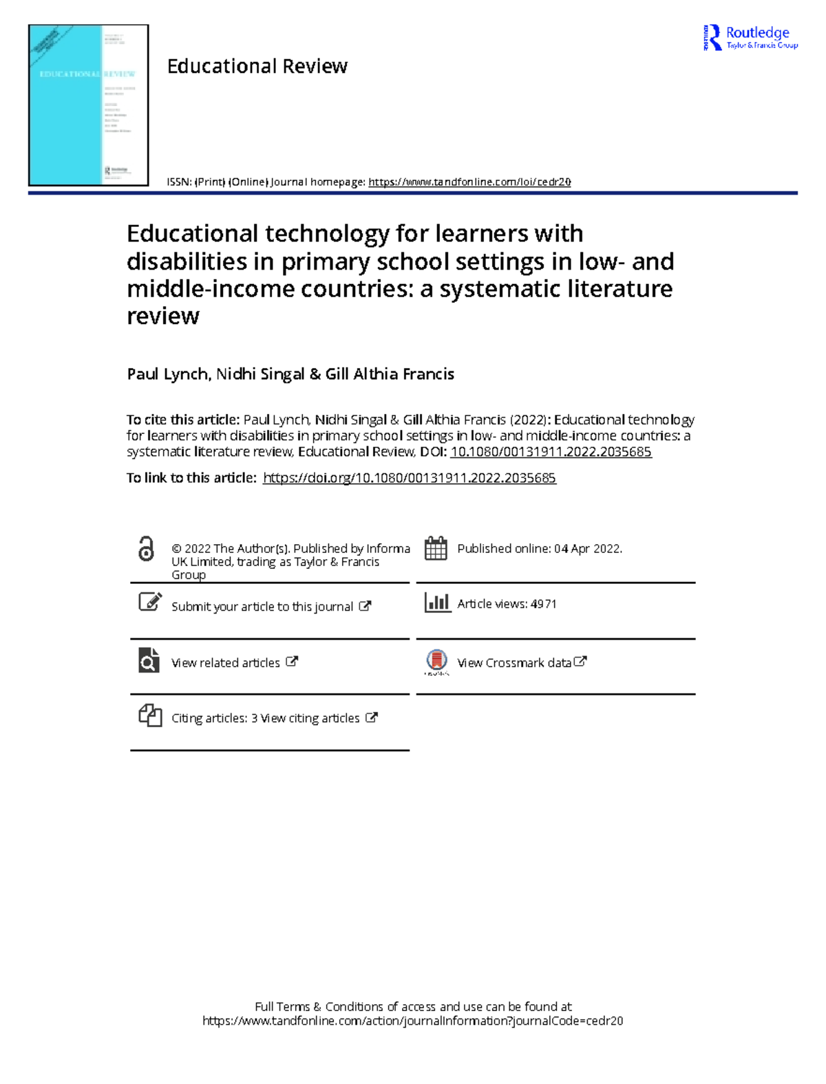 Educational technology for learners with disabilities in primary school ...