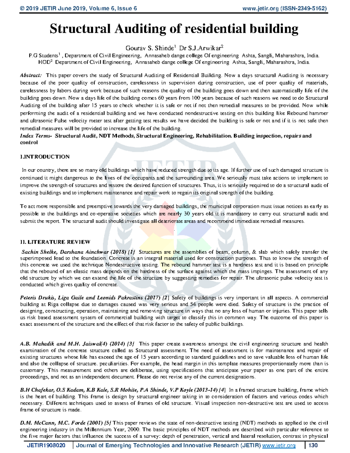 Jetir 1908020 - Structural Auditing of residential building Gourav S ...