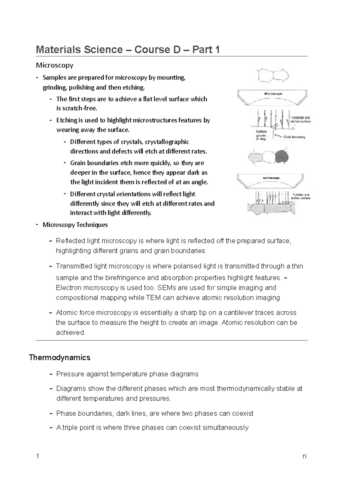 Natural Sciences - Materials Science - Course D - Part 1 - Materials Science – Course D – Part 1 ...