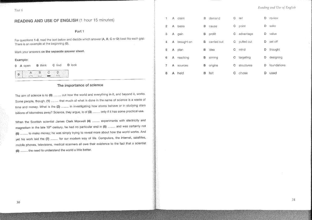 FCE TEST 6 Cambridge - Apuntes - Matematicas - UCM - StuDocu