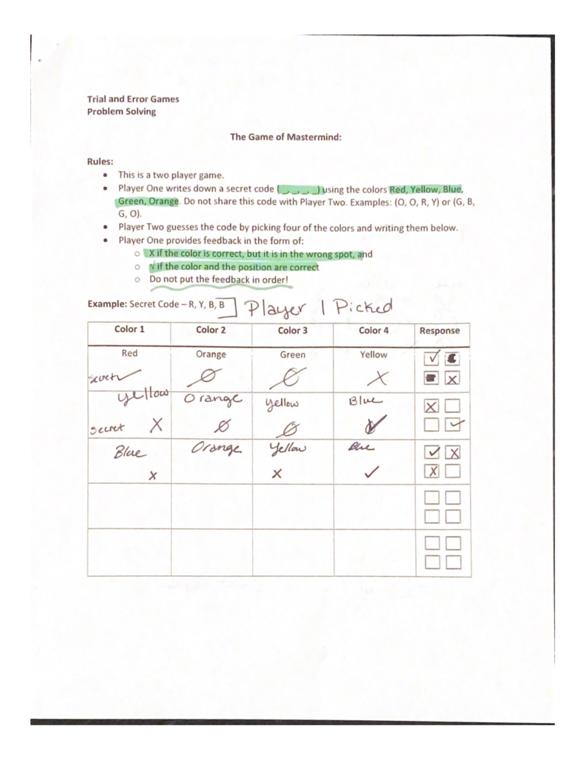 Trial and Error Games - Notes - MAT 1170G - Studocu