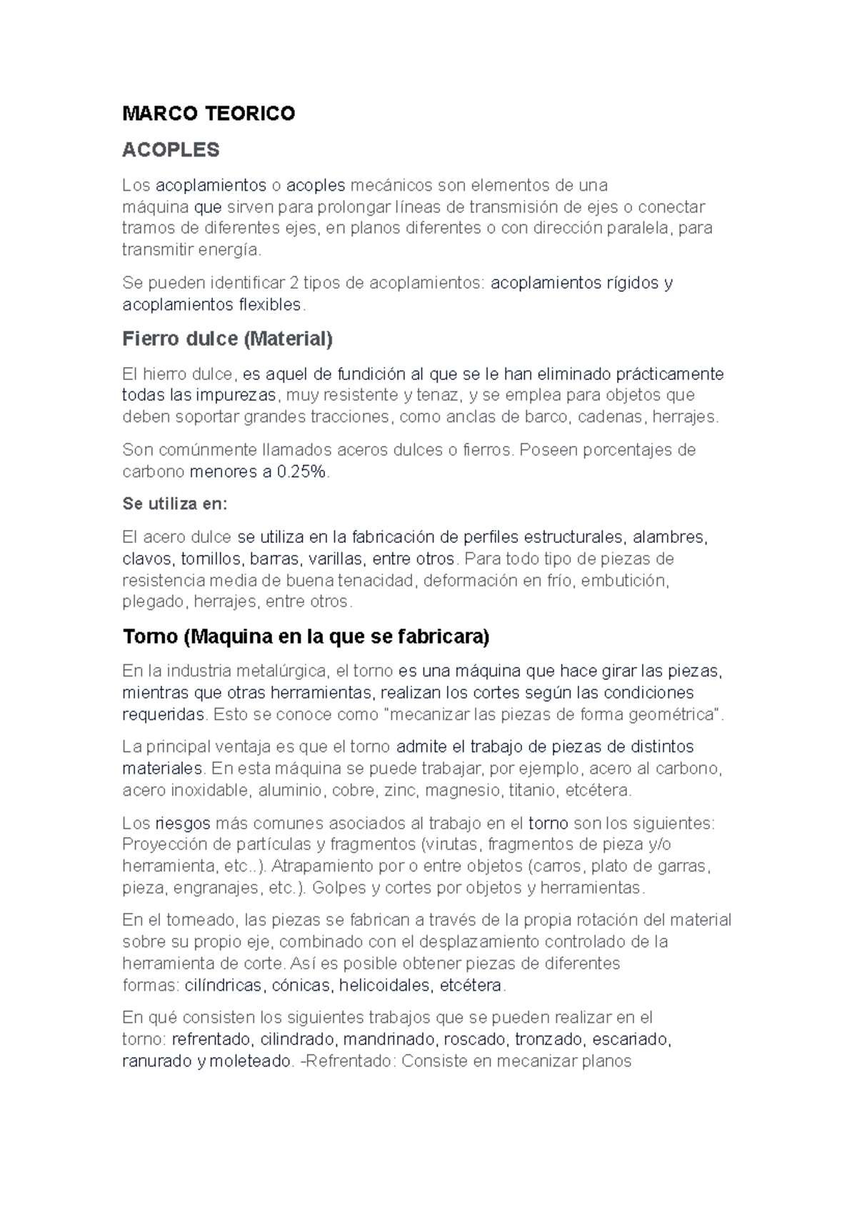 Marco Teorico - afasdf - MARCO TEORICO ACOPLES Los acoplamientos o ...