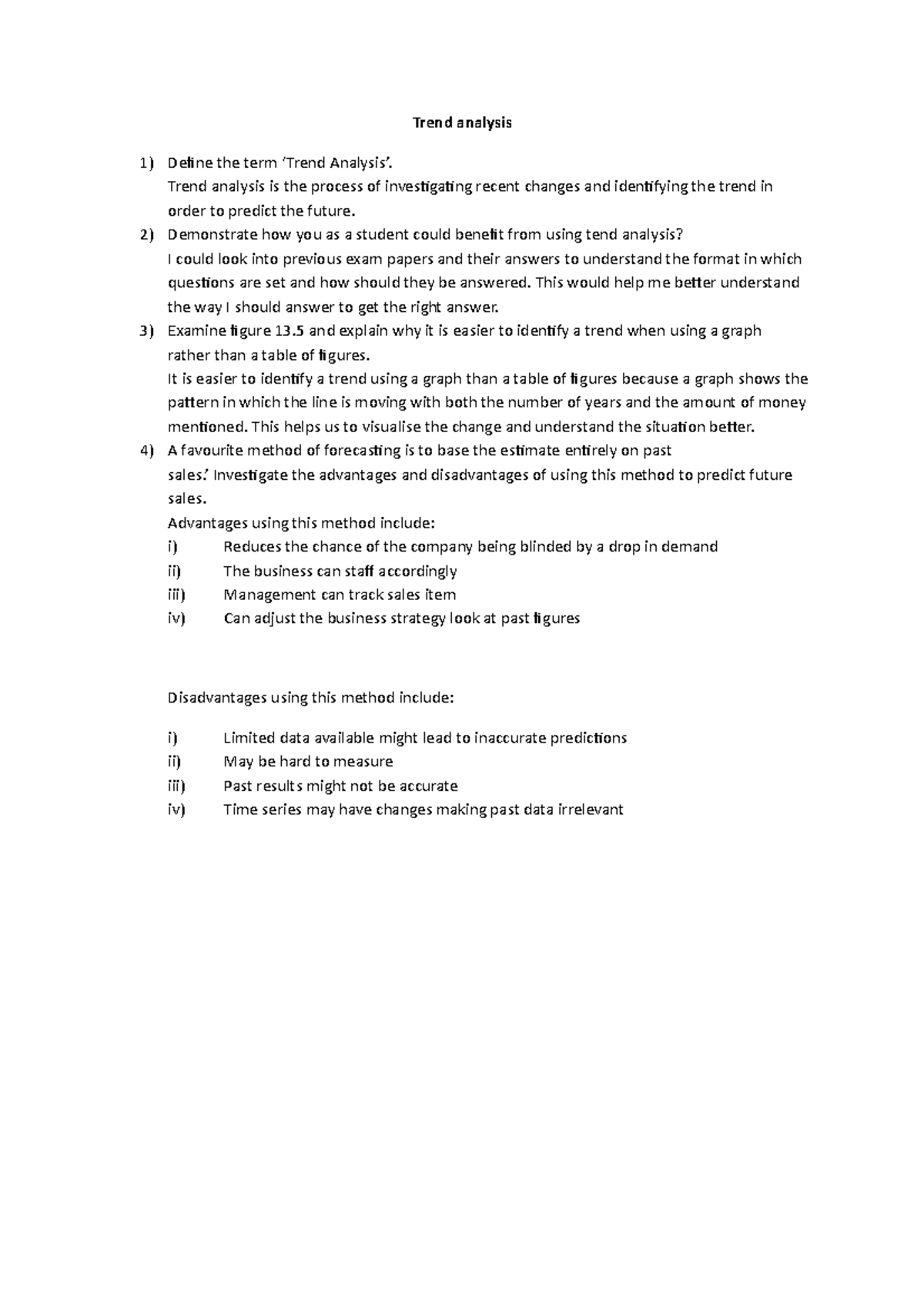 Trend Analysis - ........................ - Trend analysis Define the ...