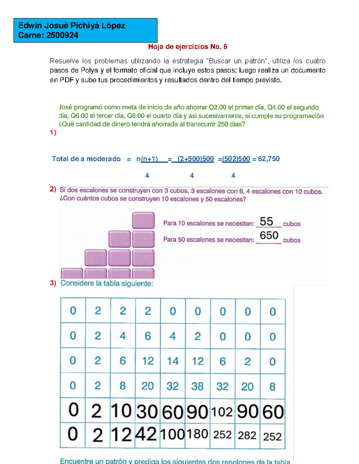 Hoja dd ejercicio 6 - Estrategias de Razonamiento - Hoja de ejercicios No. 6 Resuelve los ...