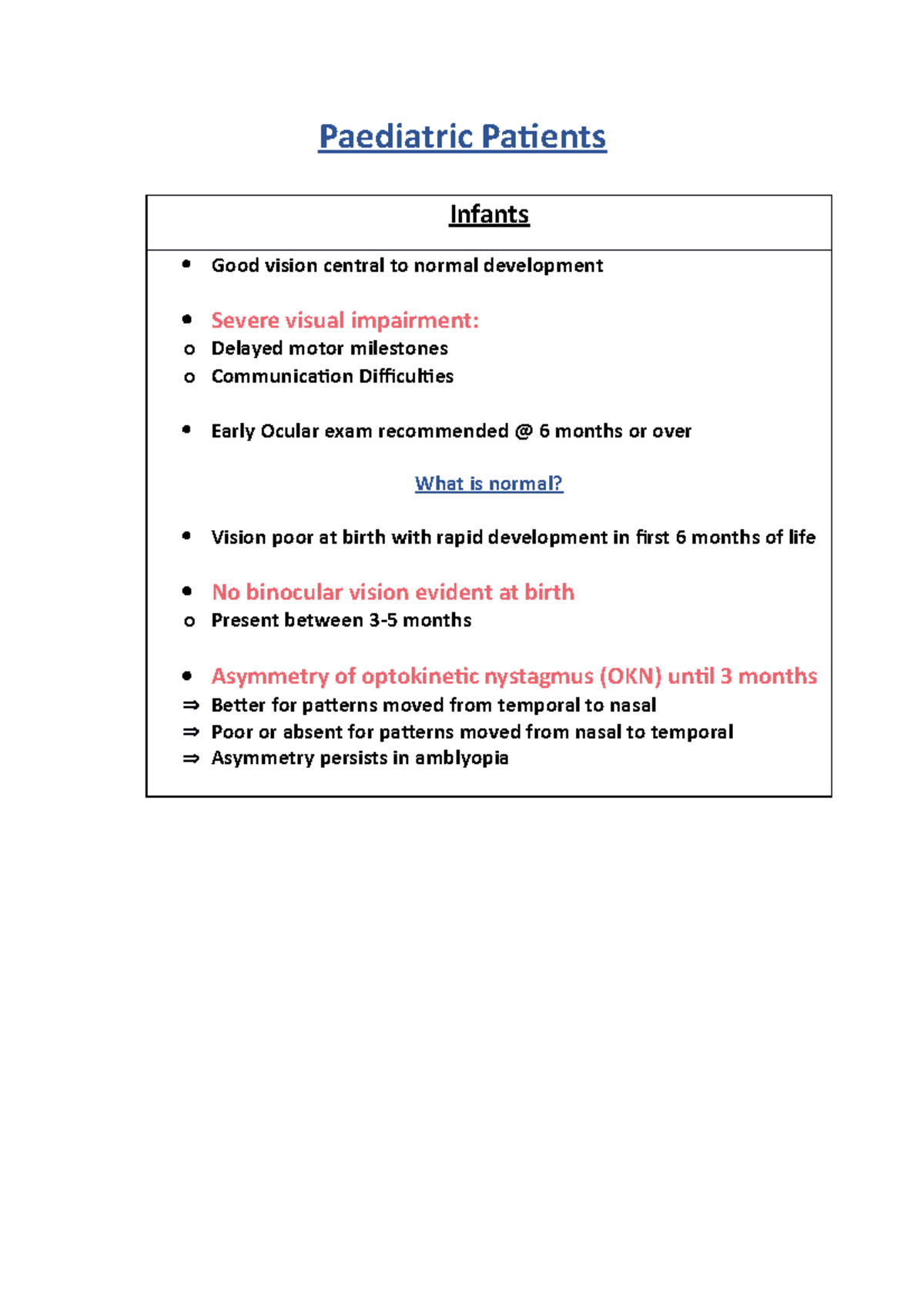 Paediatric Patients - N/A - Paediatric Patients Infants Good vision ...