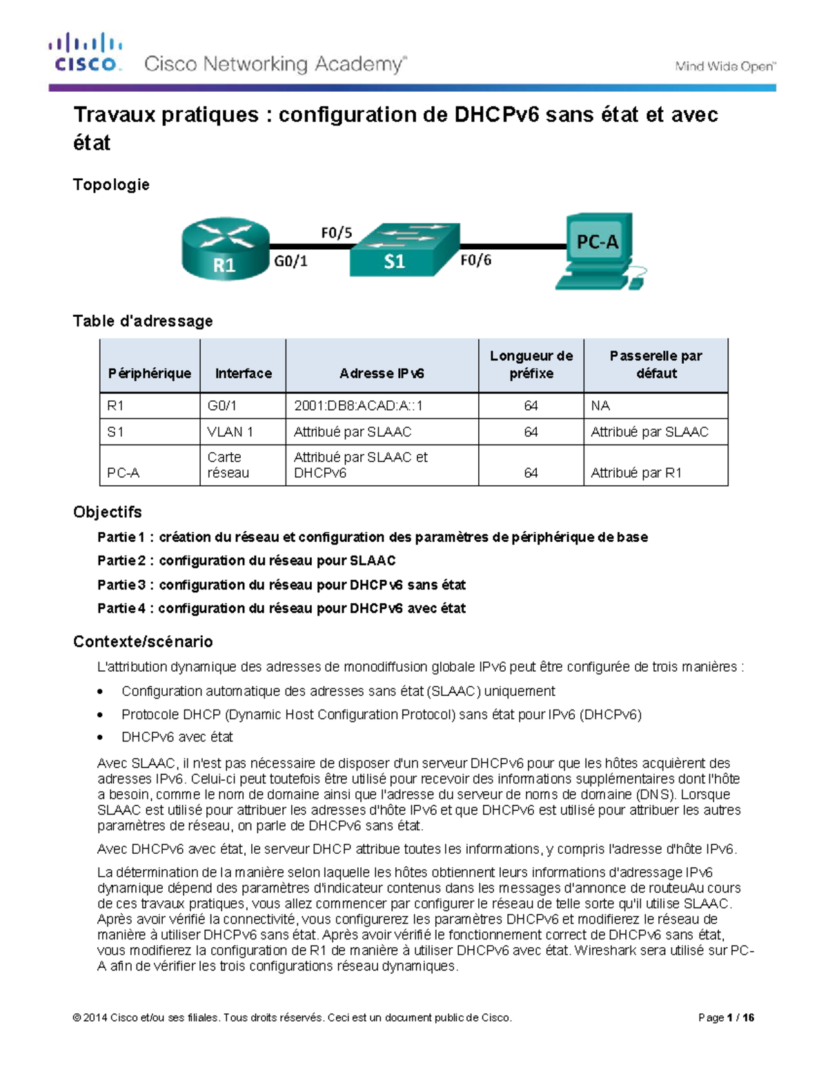 10.2.3.5 Lab - Configuring Stateless and Stateful DHCPv 6 - Travaux pratiques : configuration de ...