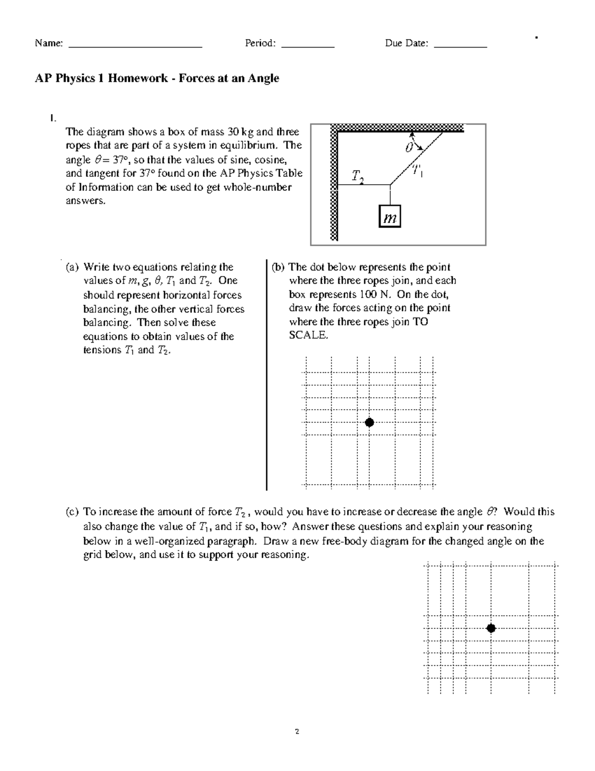 Homework - Forces at an Angle-2 - Name ...