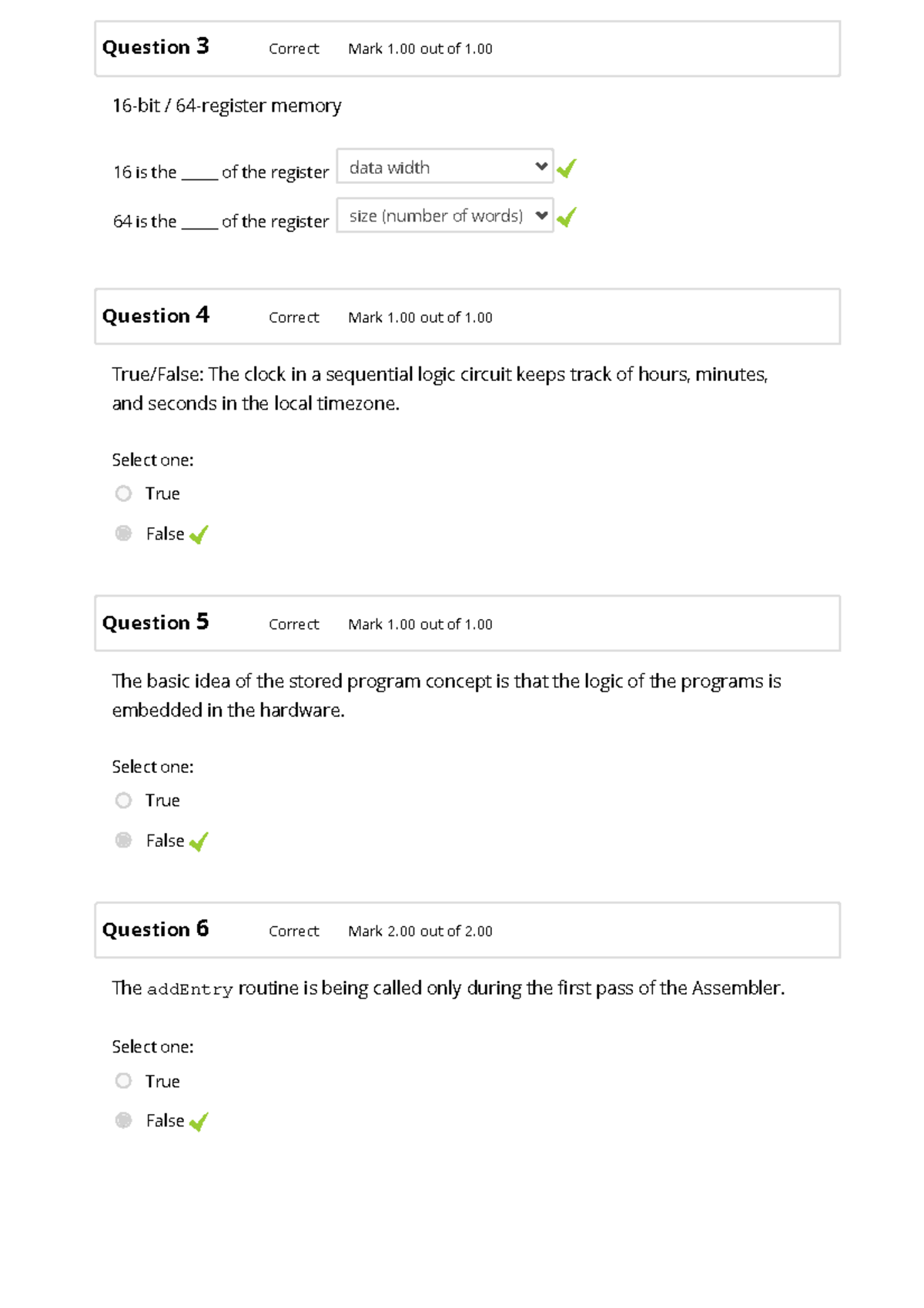 Review Quiz Attempt - 16-bit / 64-register memory 16 is the _____ of ...