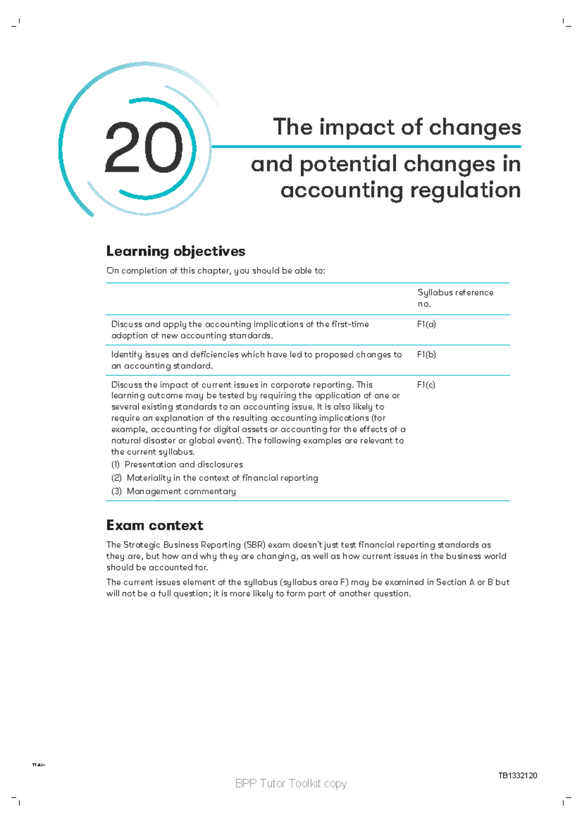Development on Accounting Standards - 20 Learning objectives On ...
