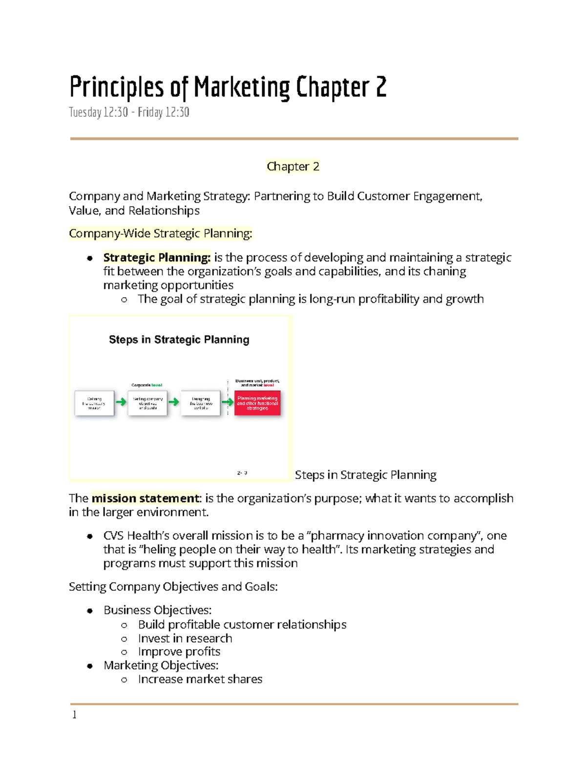 Marketing Chapter 2 - CVS Health’s overall mission is to be a “pharmacy innovation company”, one ...