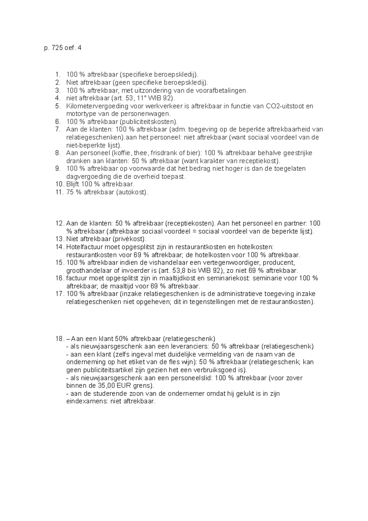 P725oef4 - taak personenbelasting in boek - p. 725 oef. 4 100 % ...