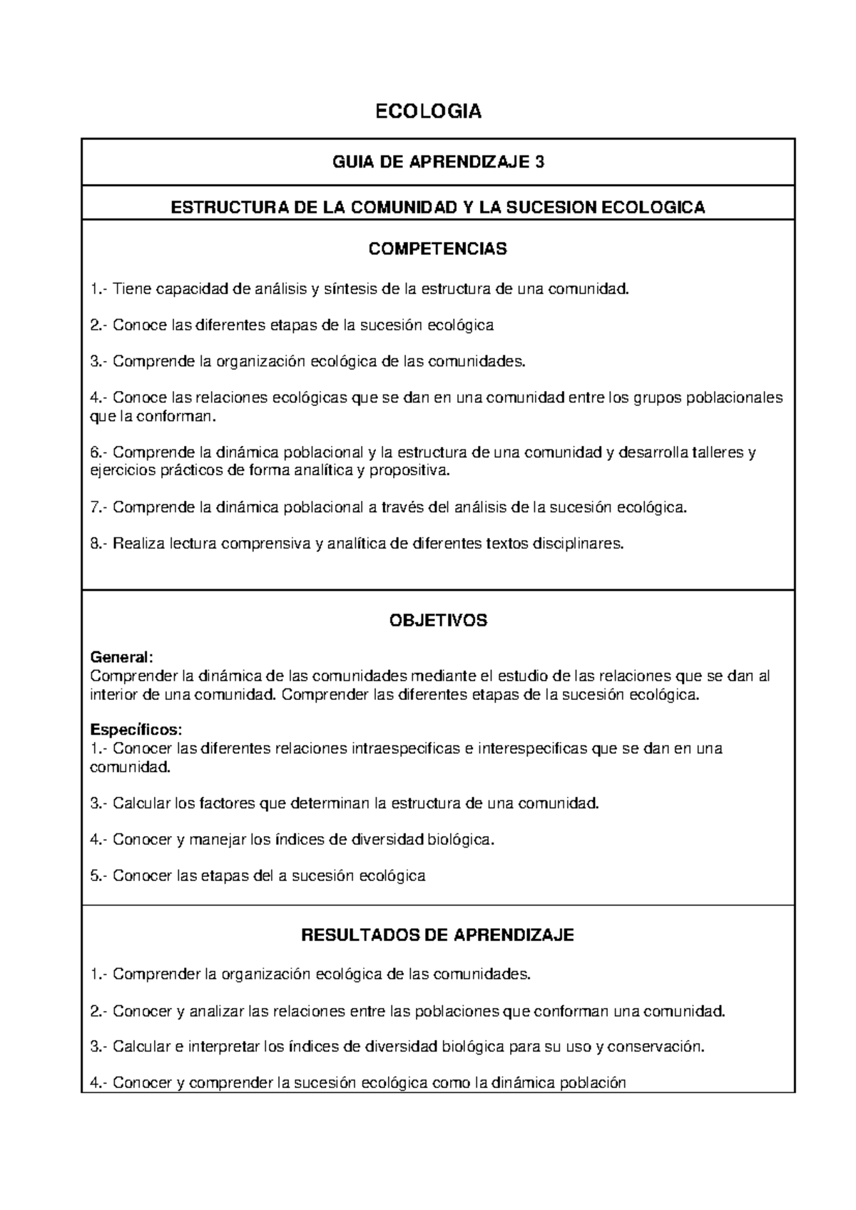 GUIA DE Aprendizaje 3 2019-2_ resuelta - ECOLOGIA GUIA DE APRENDIZAJE 3 ...