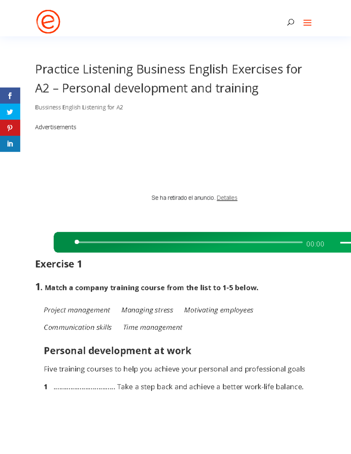 Practice Listening Business English Exercises for A2 - Personal ...